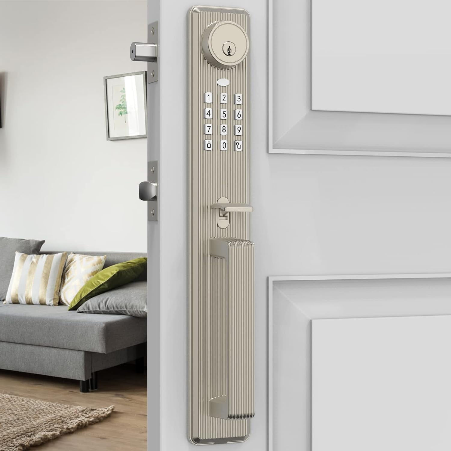 Keyless entry door lock deadbolt with handle set, Electronic Deadbolt ...