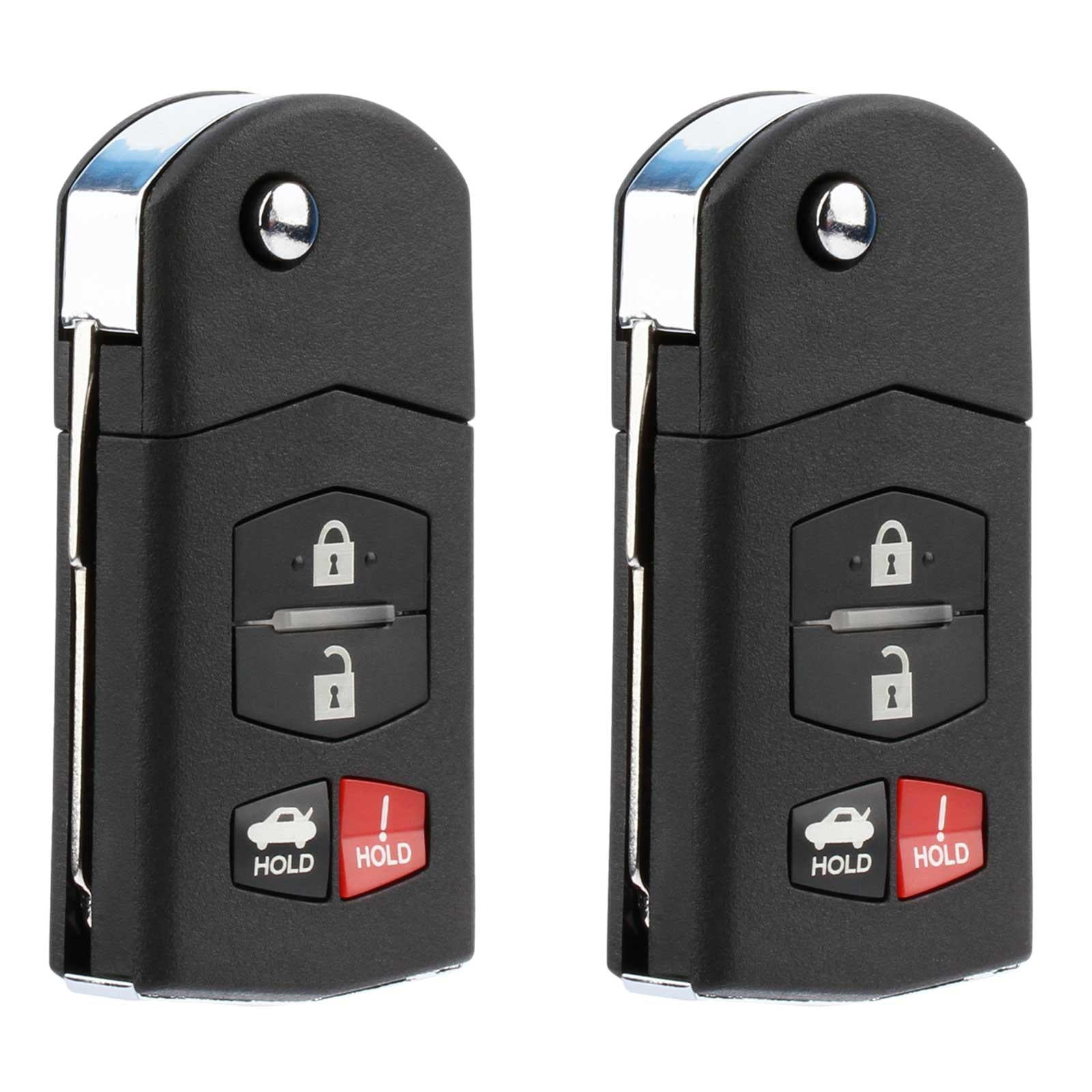 KeylessOption replacement blank flip key fob for Mazda (BBM4-67-5RY) 3 ...
