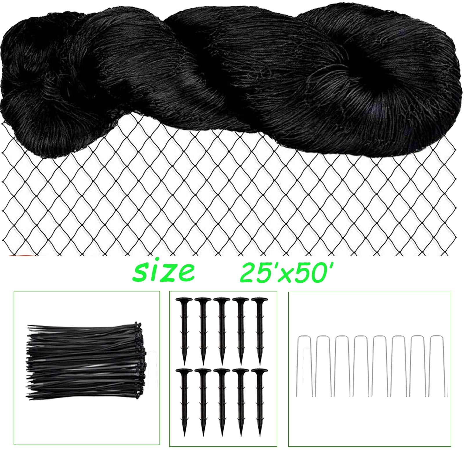 Bird Netting, Keylever 25 x 50 FT, Reusable Chicken Wire Fencing Mesh, 3/4” Nylon Mesh Poultry ...