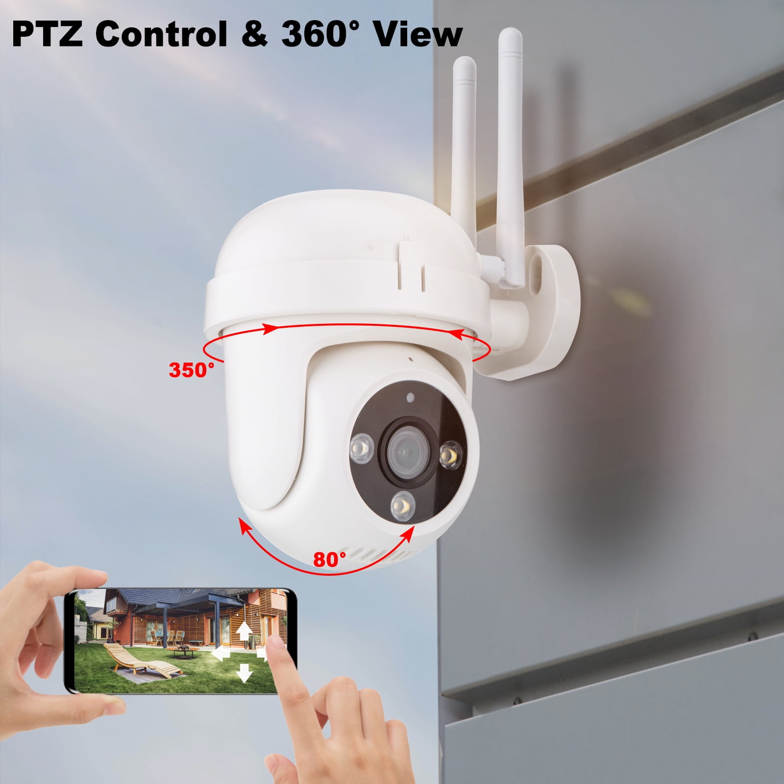 Pan/Tilt Security Camera Outdoor, Keylever 1080p HD 2.4Ghz Wi-Fi, 2-Way ...