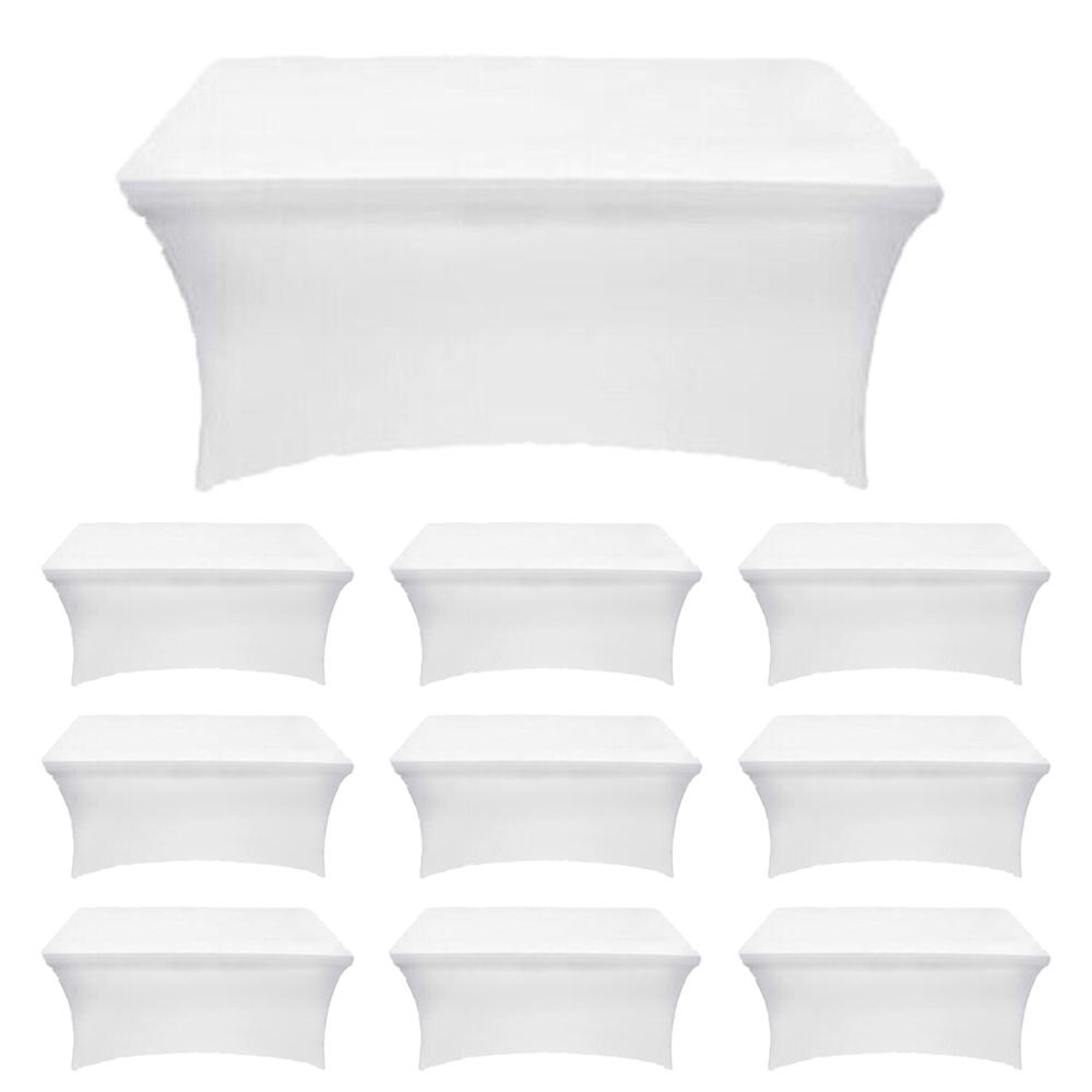 Keylever 6FT Fitted Tablecloths for Rectangle Tables, White Stretch ...