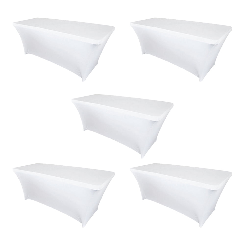Keylever 6FT Fitted Tablecloths for Rectangle Tables, White Stretch ...