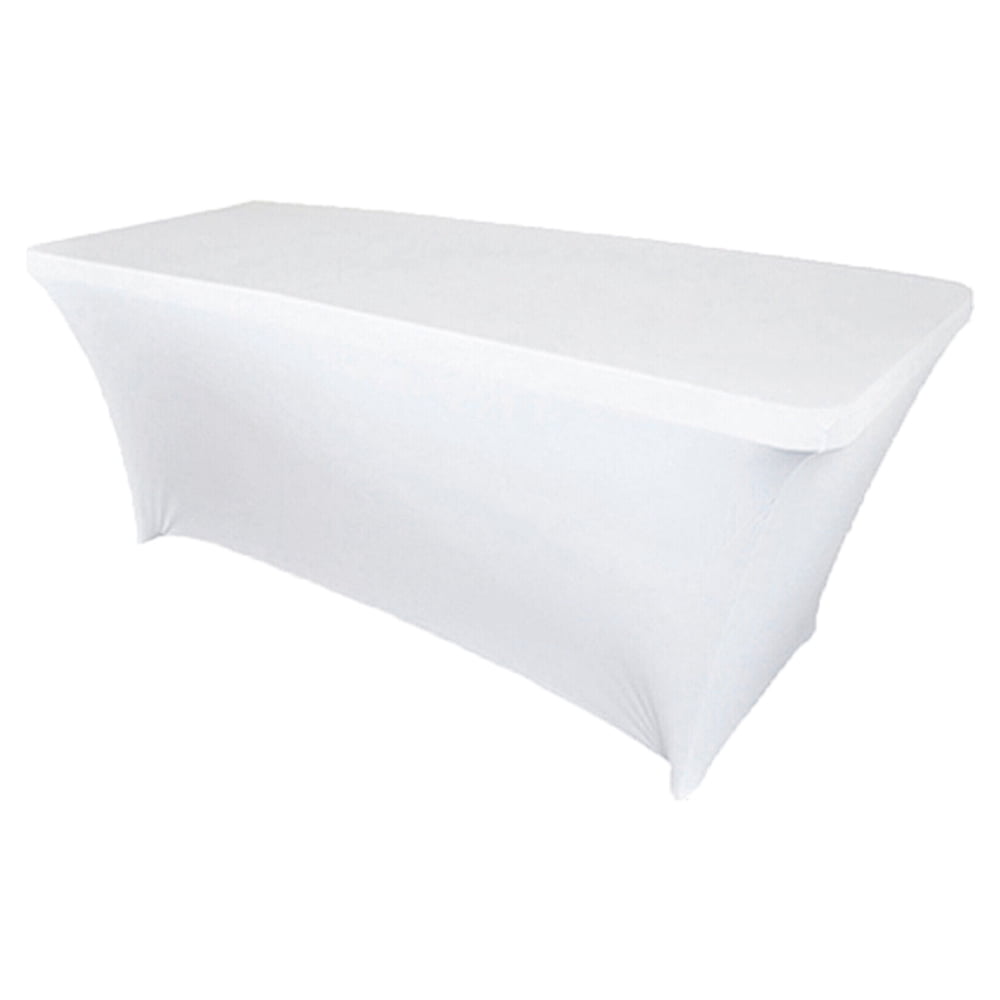 Keylever 8FT White Spandex Rectangle Table Cover, Stretch Tablecloth ...