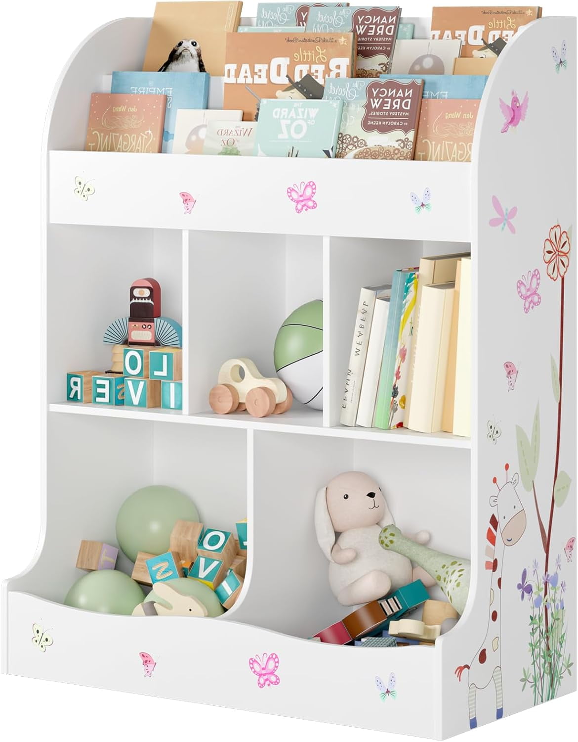 Keyluv Kids Bookshelf and Toy Storage Organizer, Multifunctional 4 Tier ...