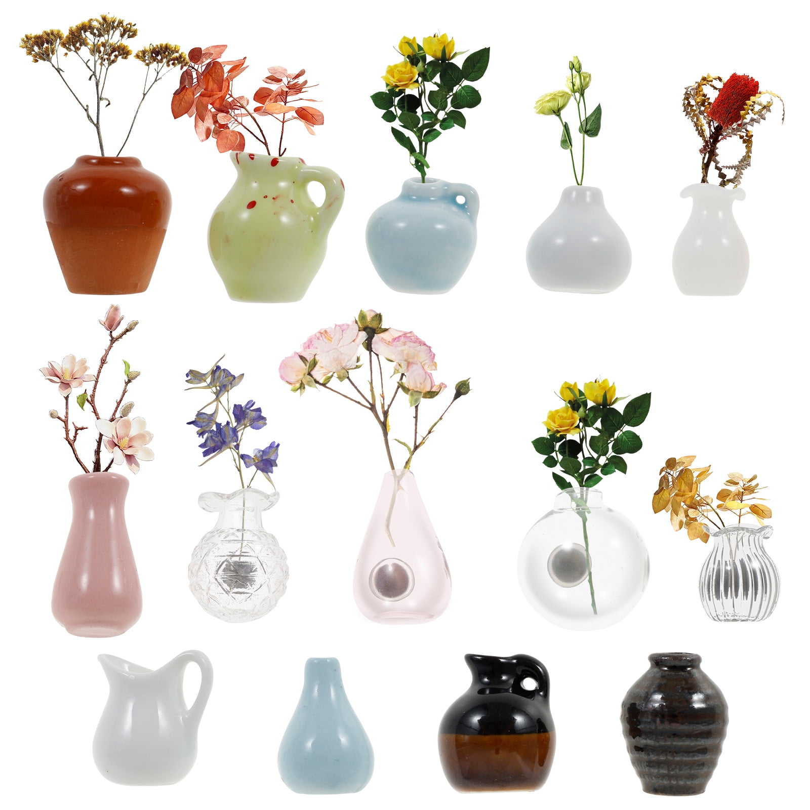 Keyohome 10/12/14Pcs 3D Mini Vase Magnets Cute Tiny Ceramic Vase Magnet ...