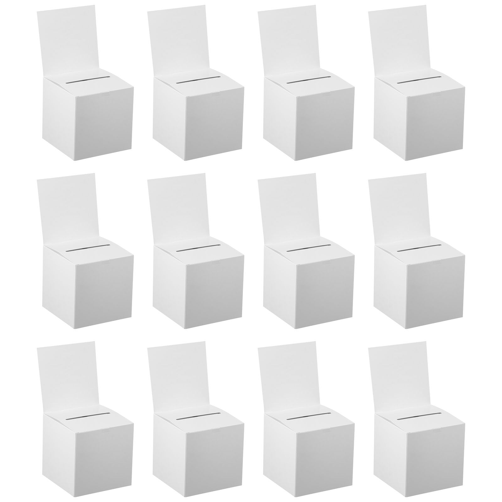 Keyohome 12 Pcs Raffle Ticket Box with Slot White Cardboard Suggestion ...