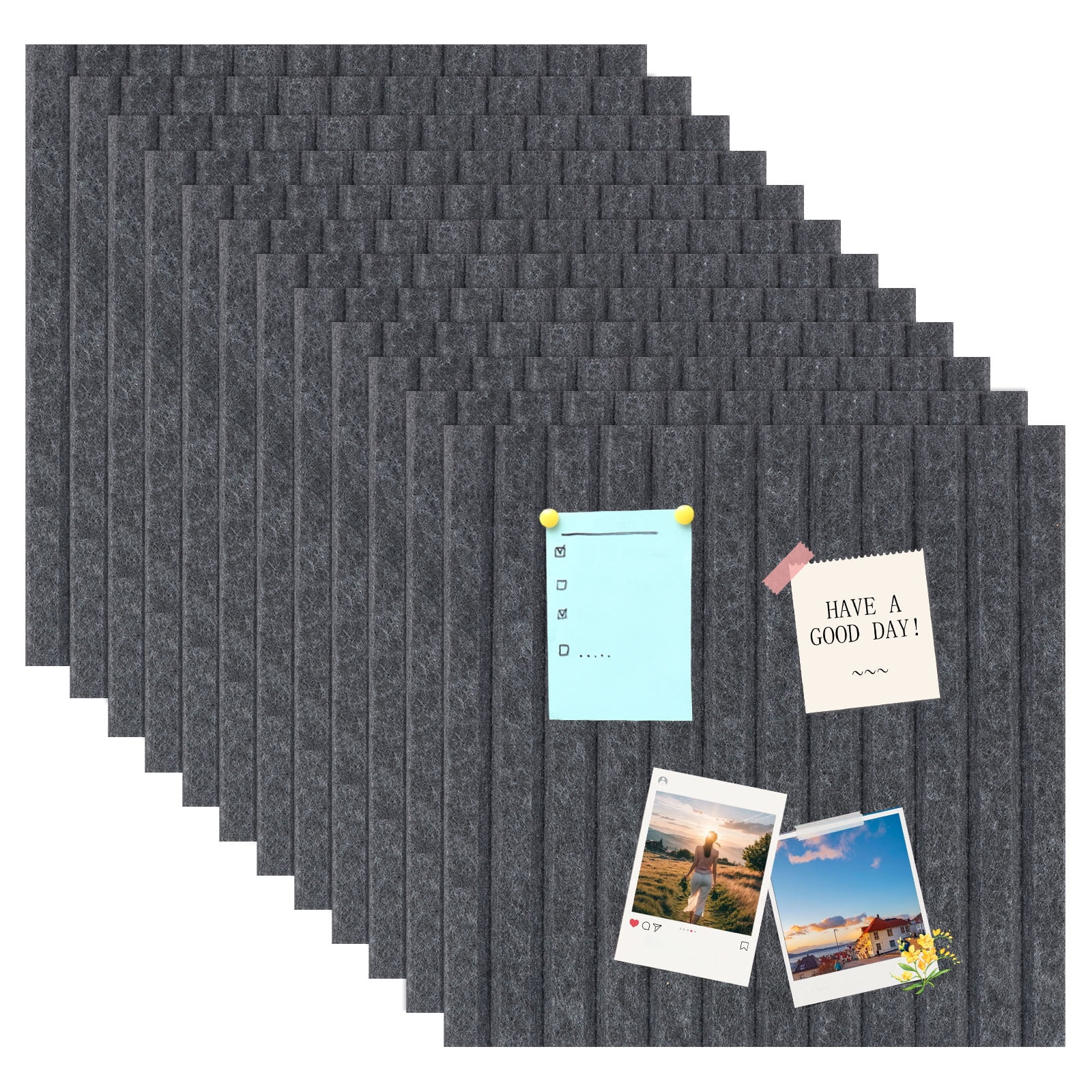 Keyohome 12Pcs Felt Bulletin Board Tile Adhesive Felt Cork Board Tiles ...