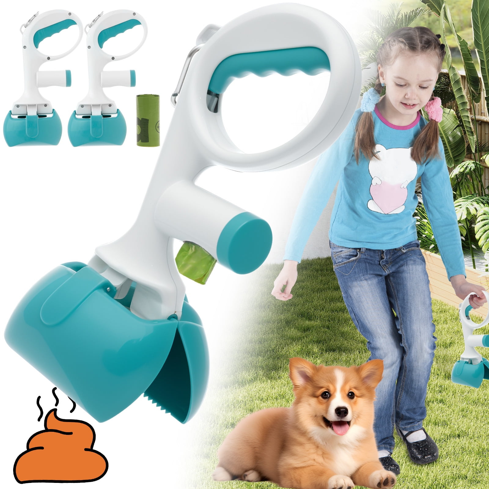 Keyohome 2 Pcs Dog Pooper Scooper Kid Friendly Poop Scooper Portable ...