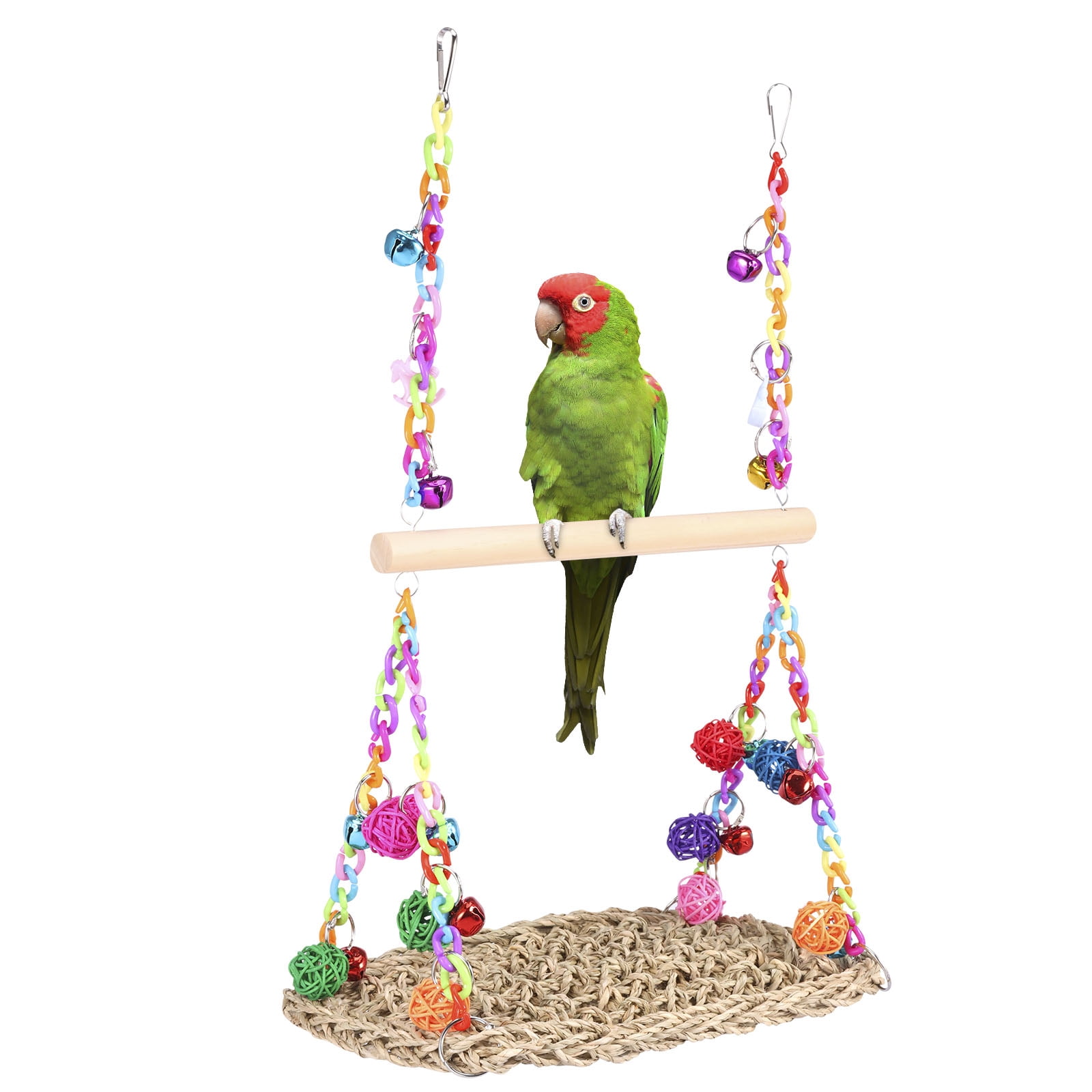 Keyohome 2 in 1 Double Bird Swing Toy Add Interest Double Parrot Swing ...