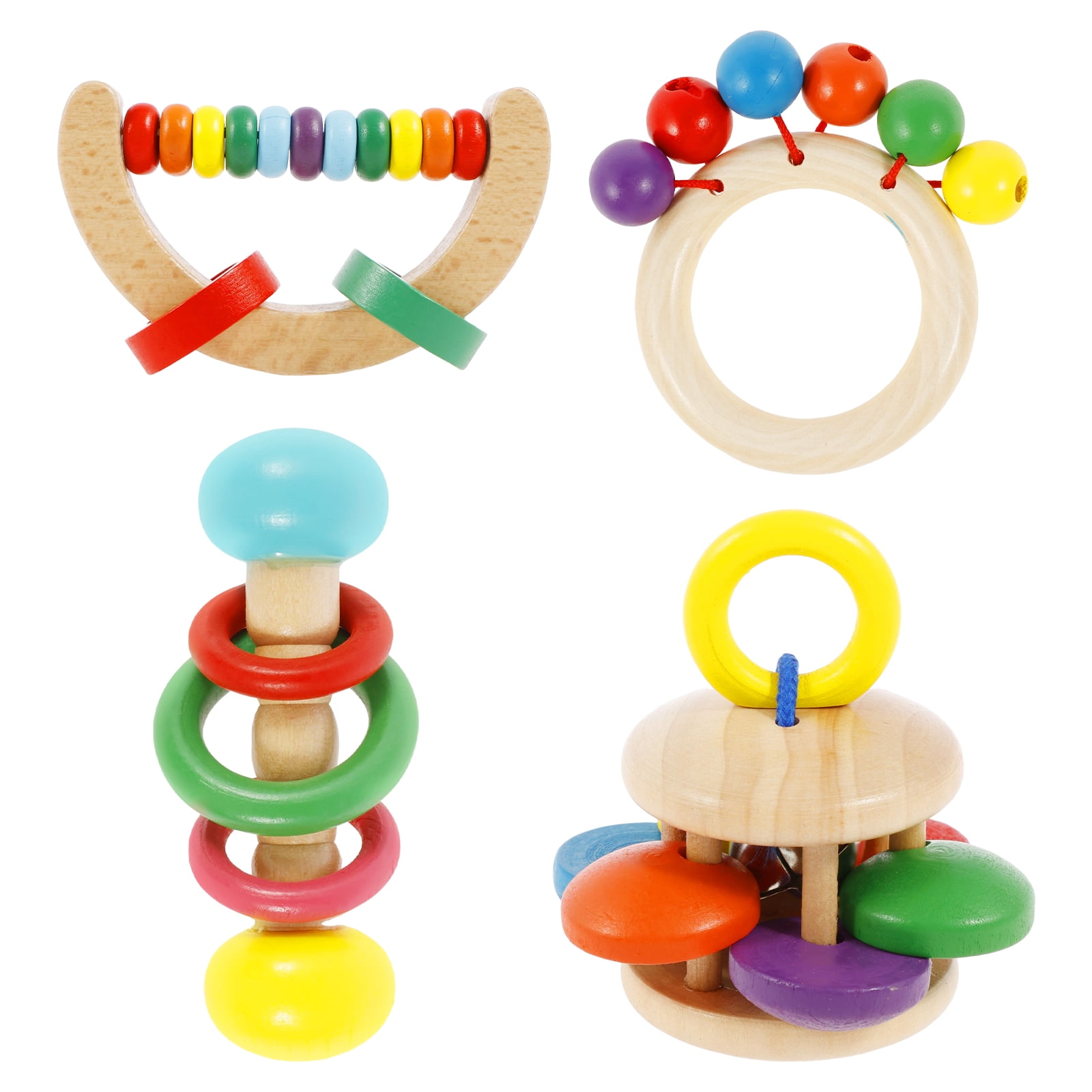 Keyohome 4Pcs Wooden Bunny Chew Toy Colorful Safe Rabbit Teeth Grinding ...