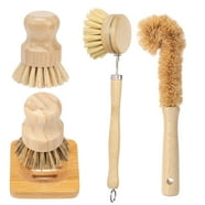 Bamboo Dish Scrub Brushes, Kitchen Wooden Cleaning Scrubbers Set for ...