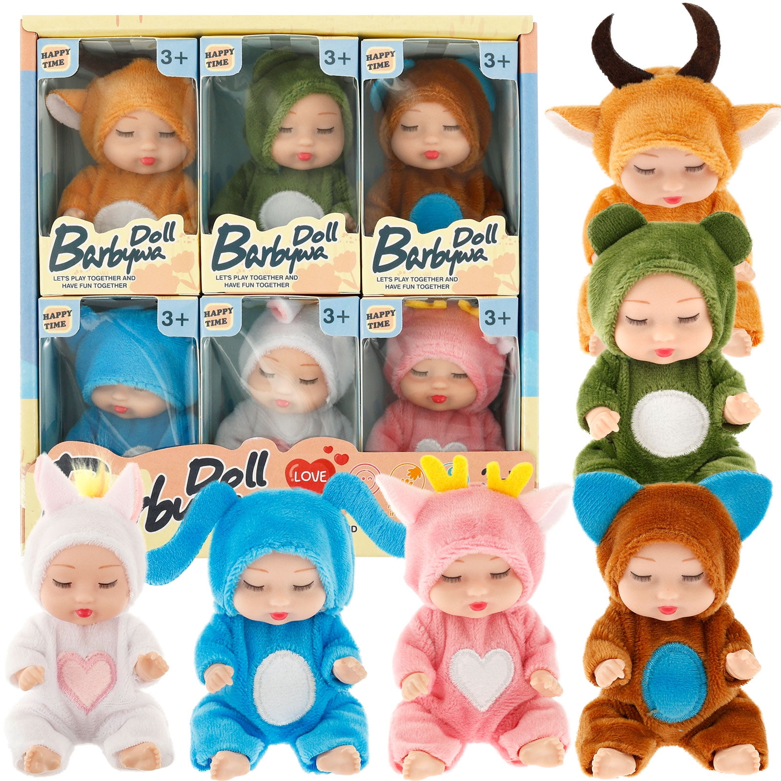 Keyohome 6Pcs Mini Baby Dolls Set Realistic Small Sleeping Baby Doll ...