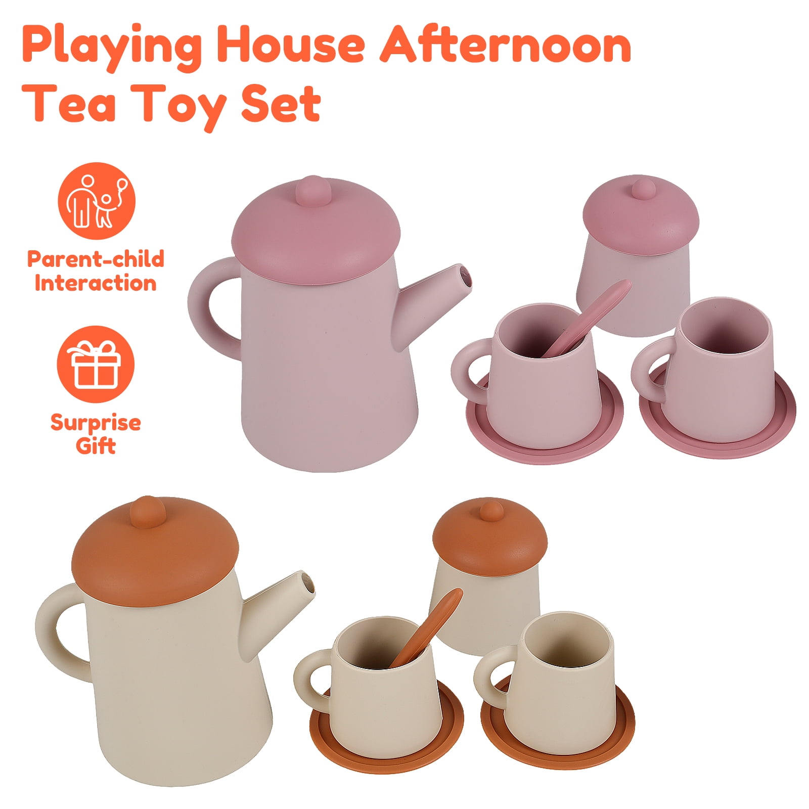 Keyohome 7Pcs Silicone Tea Set for Children Afternoon Tea Pretend Toy ...