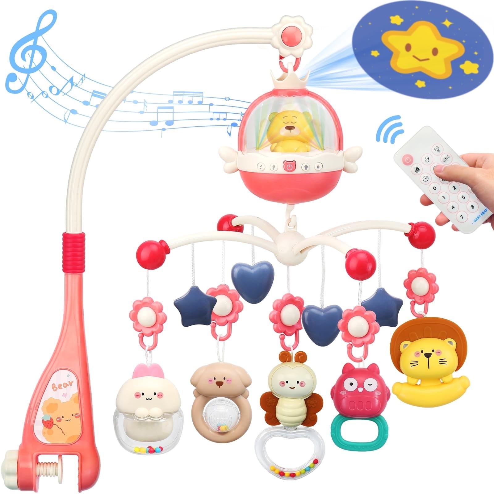 Nyidpsz Infant Sound Musical Crib Mobile Toy with Light, Rotating ...