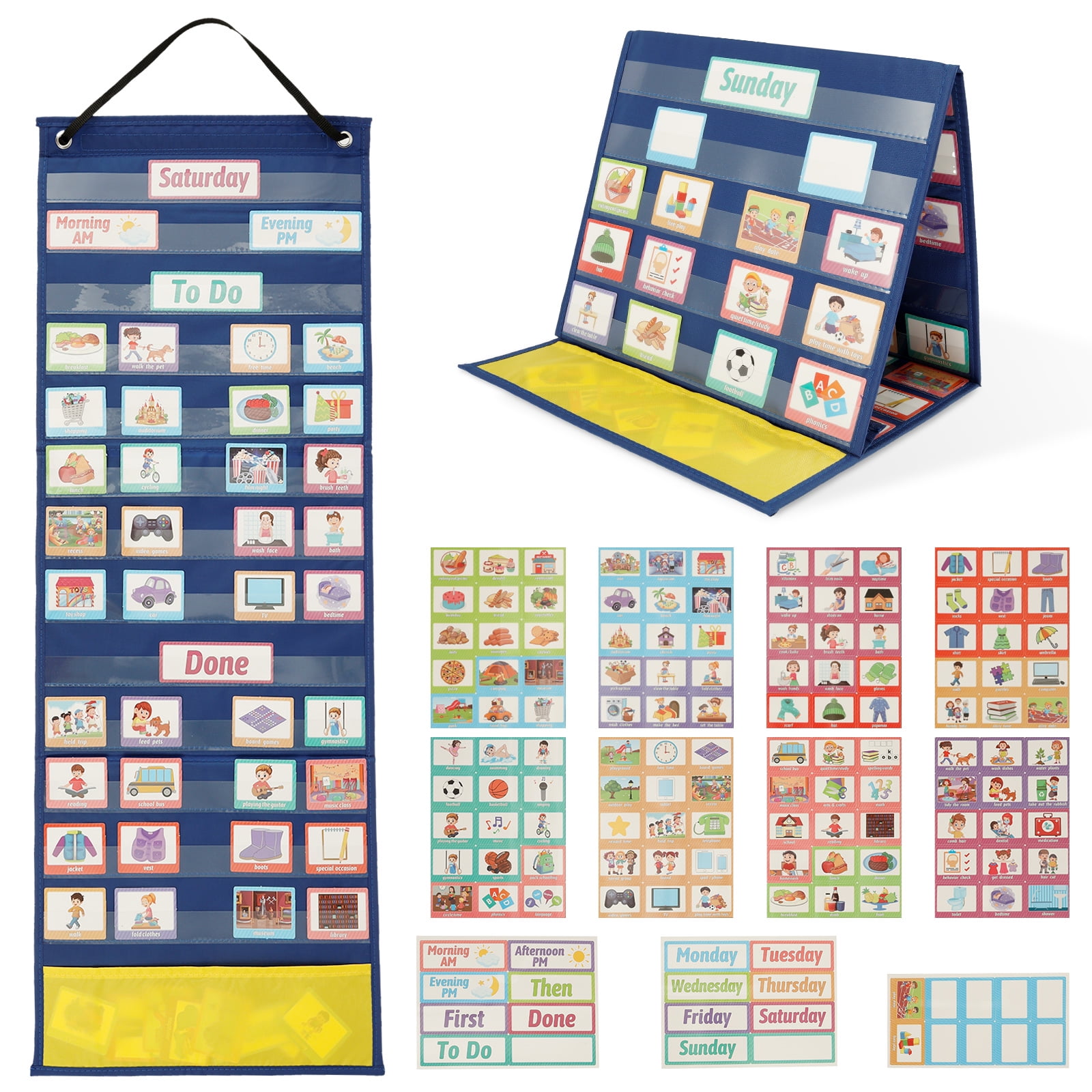 Keyohome Double Sided Visual Timetable With 144 Card Bright Color Easy ...