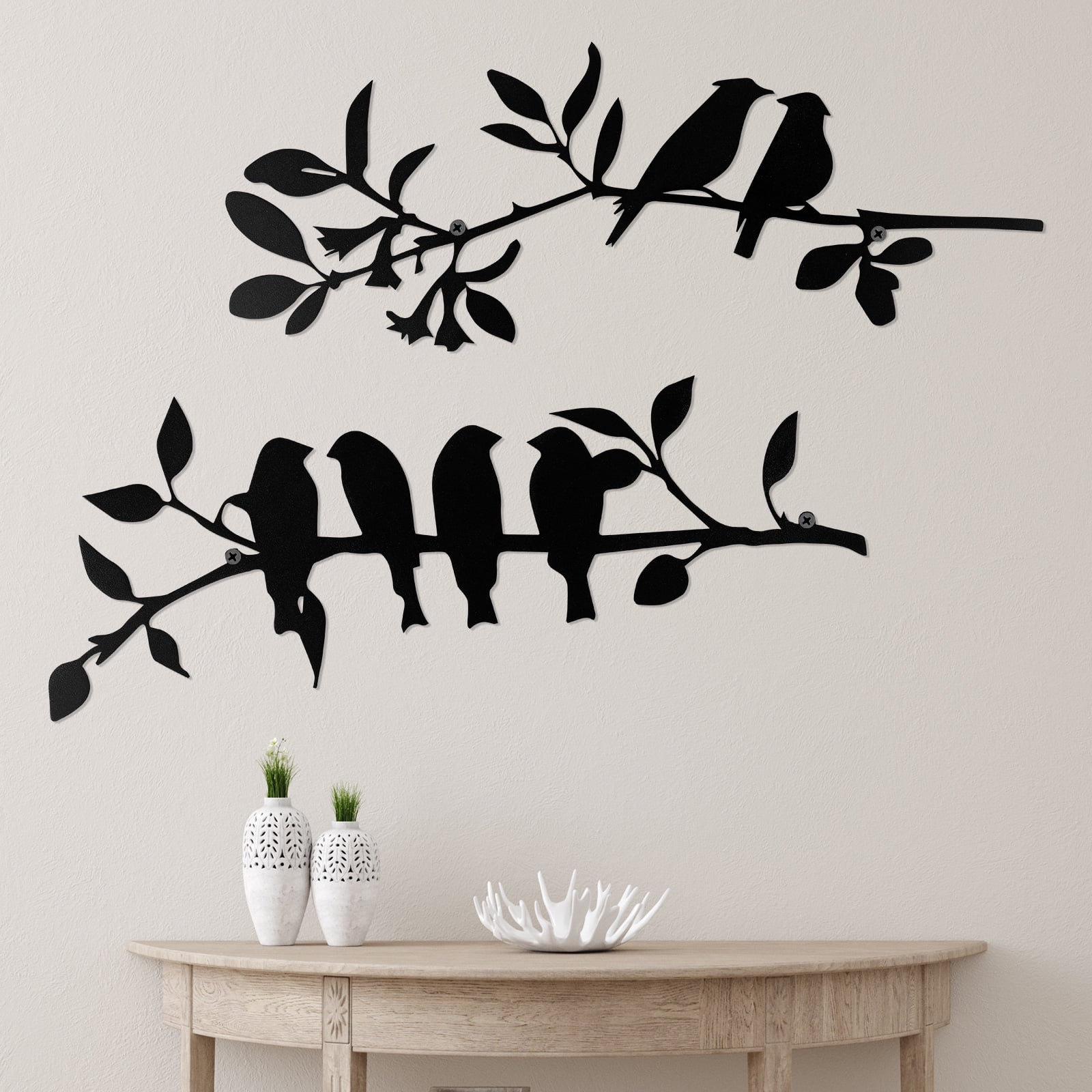 Keyohome Metal Bird Wall Art Decor Birds on The Branch Decor Metal ...