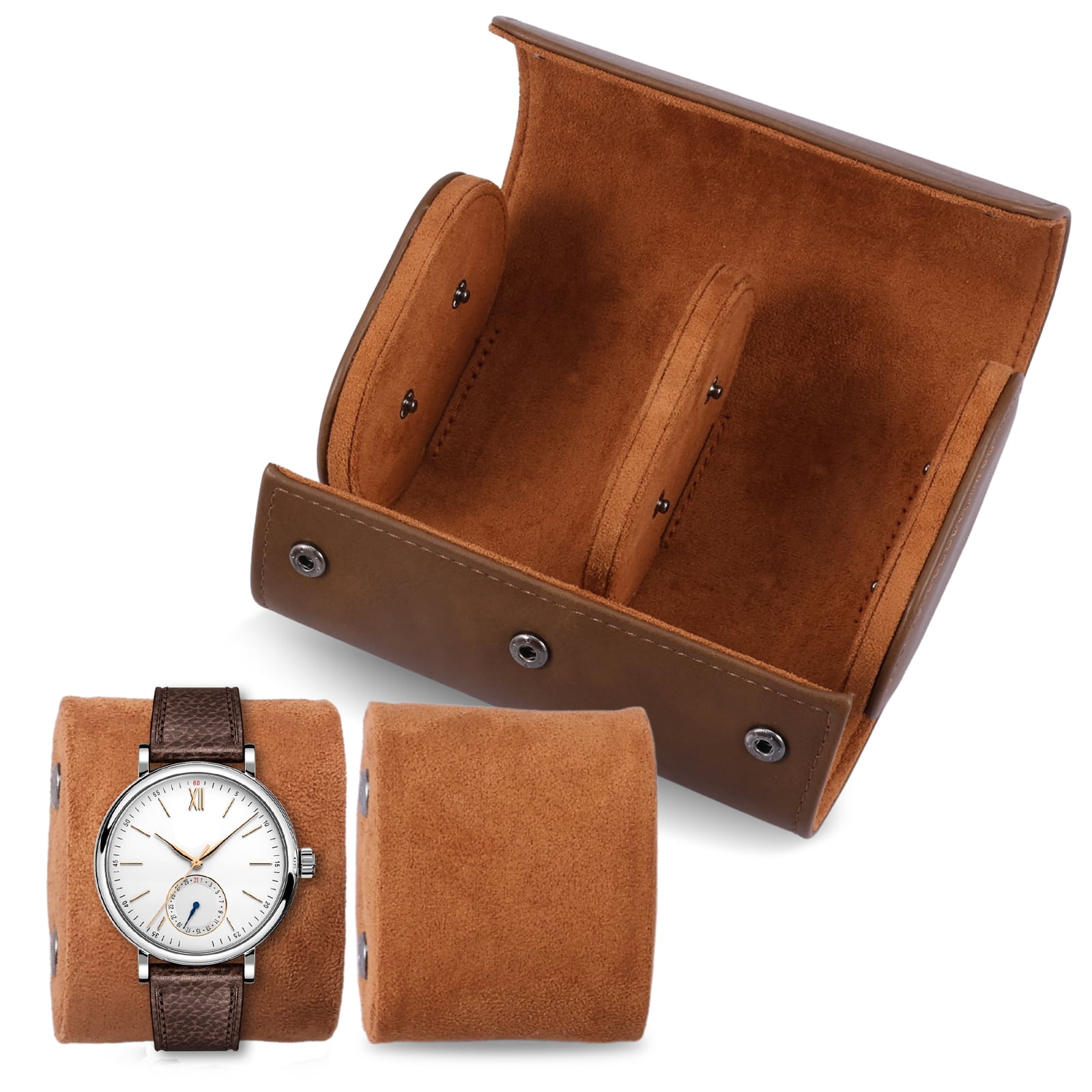 Keyohome Watch Travel Case 2/3 Slot PU Watch Roll Travel Case for Home ...