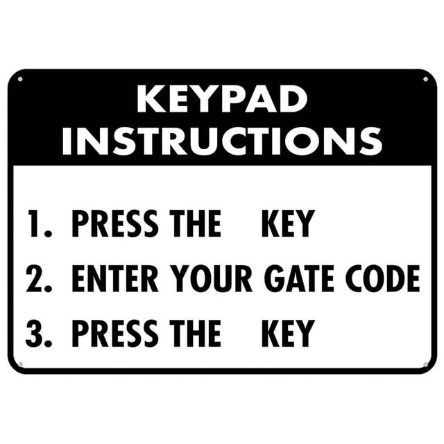 Keypad Code Gate Instructions Sign Signs Outdoor, Uv Printed Aluminum ...