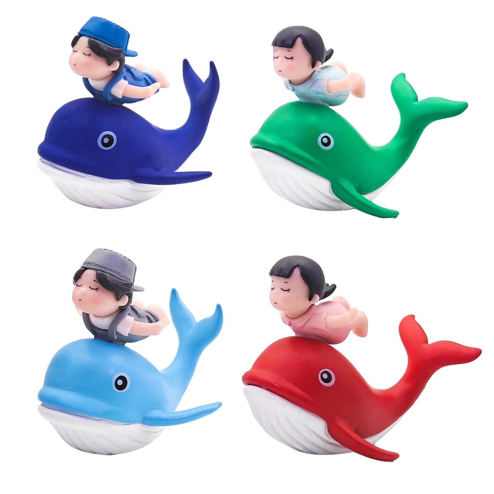 Keyrank 4 Miniature Whale Set, Dollhouse Miniature Small Sea Creatures ...