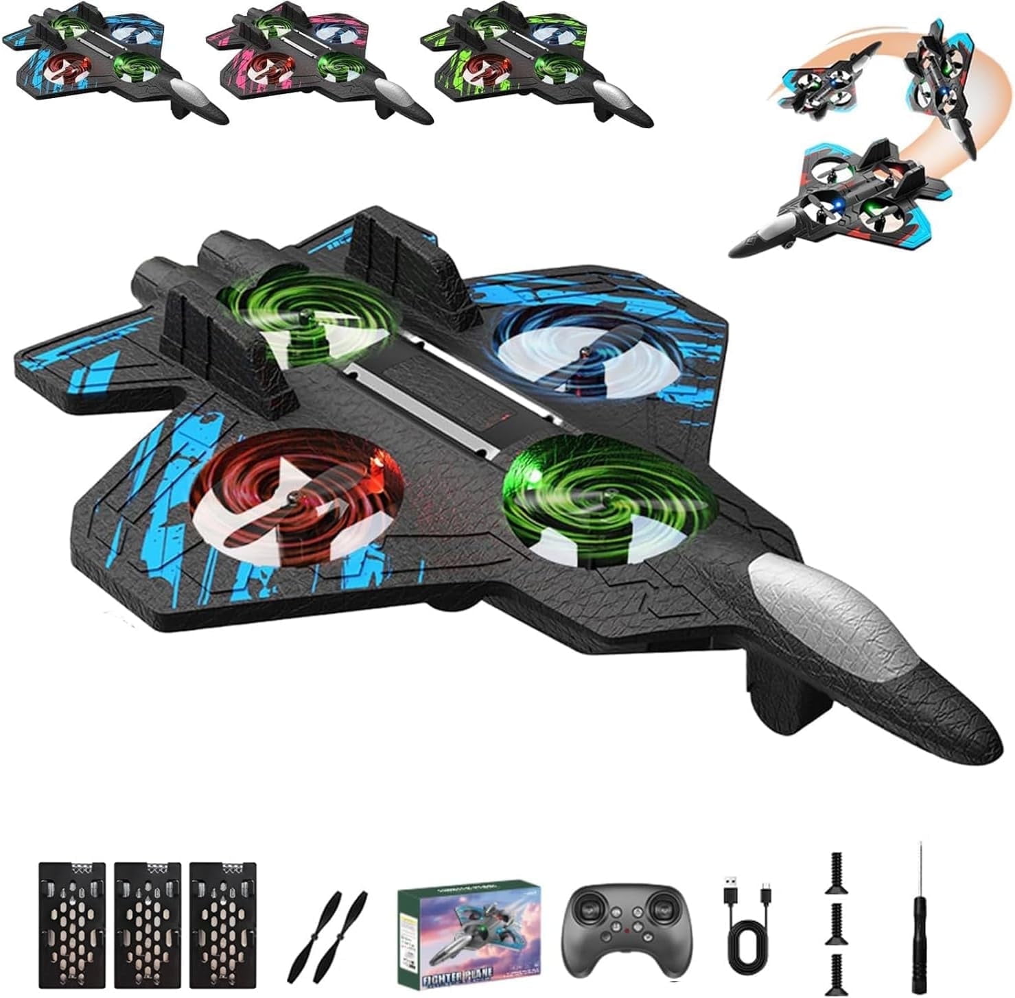 Keyrose Upgraded Skyriders RC Jet, 360° Flip Stunt Fighter Jet Drone ...