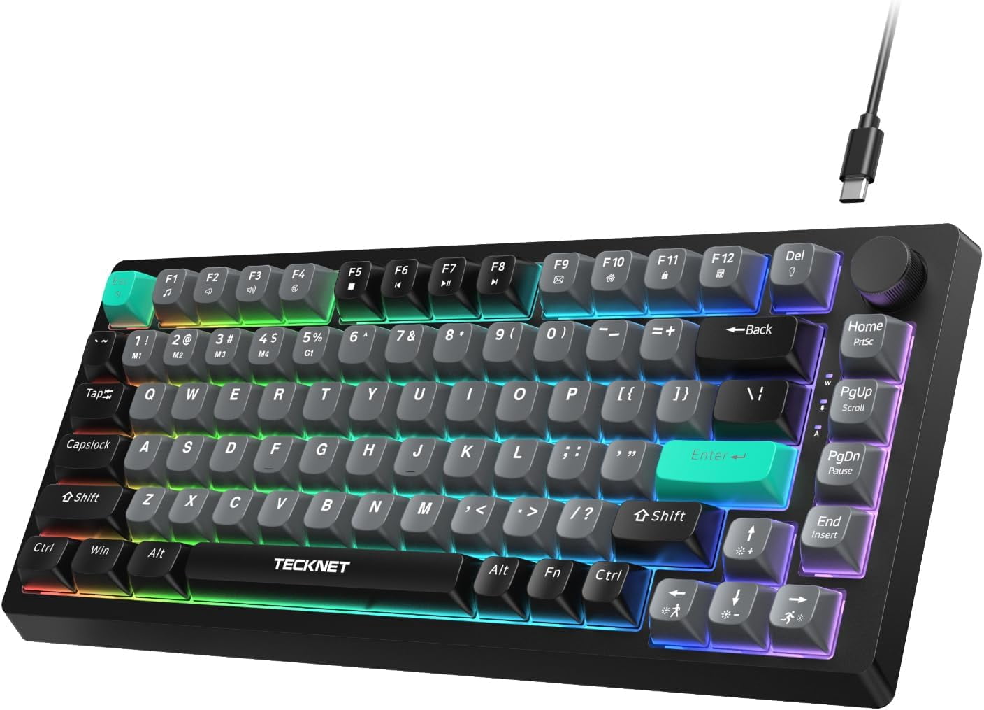 Keys Compact Design】This 75% gaming keyboard offers a sleek layout with ...