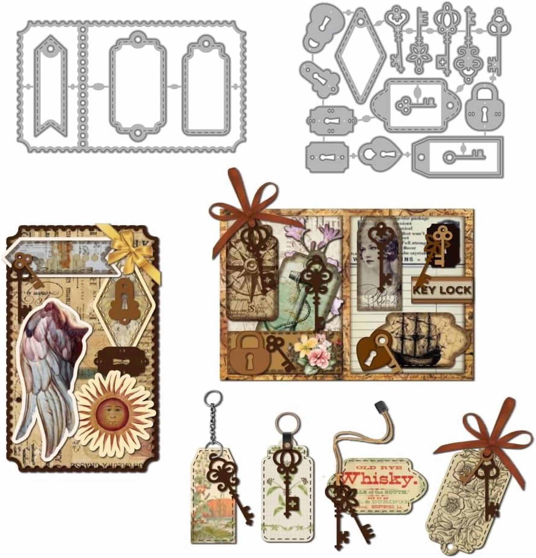 Keys Locks Die Cuts for Card Making Vintage Label Bookmarks Metal ...