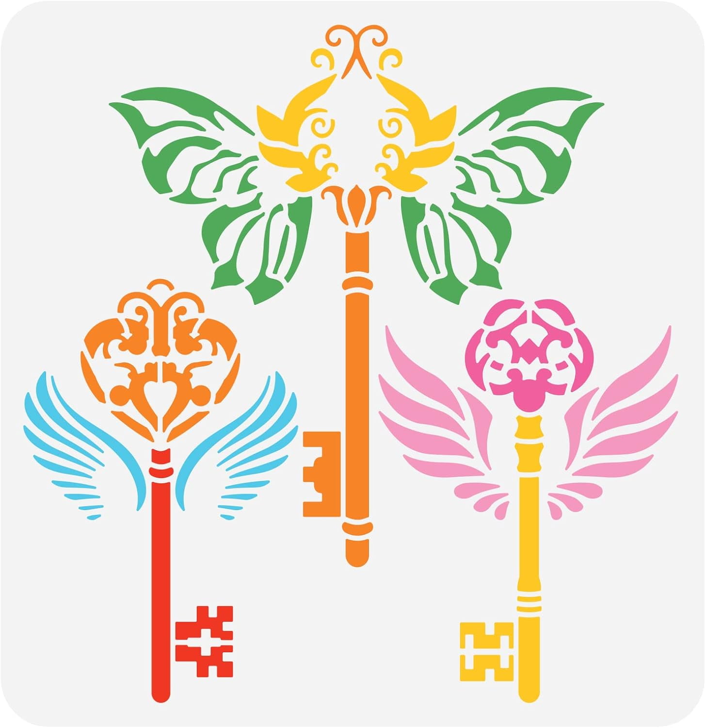 Keys Stencil 11.8x11.8inch Reusable Magic Wing Keys Drawing Stencil ...