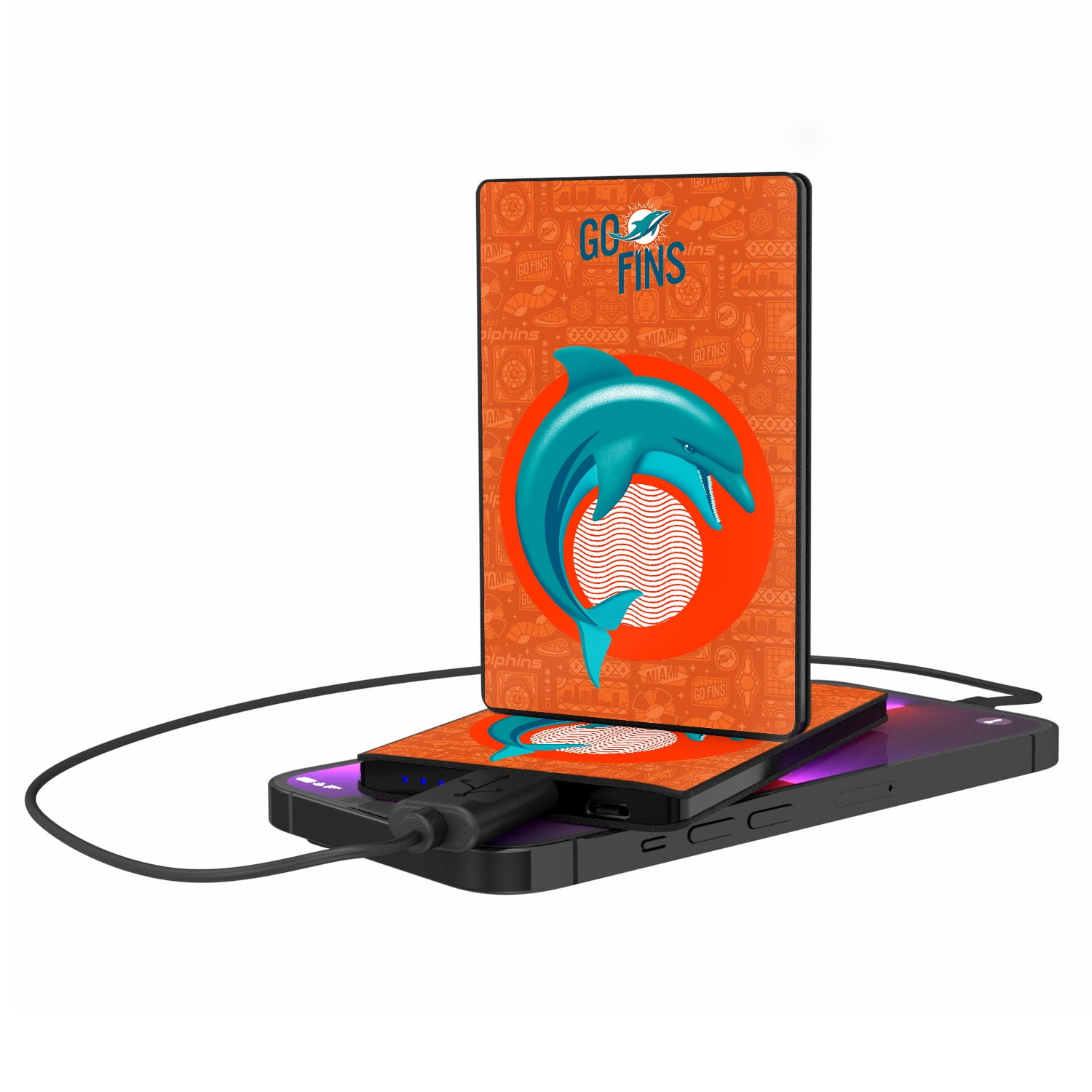 Keyscaper Black Miami Dolphins 2500 mAh Illustrated Credit Card ...