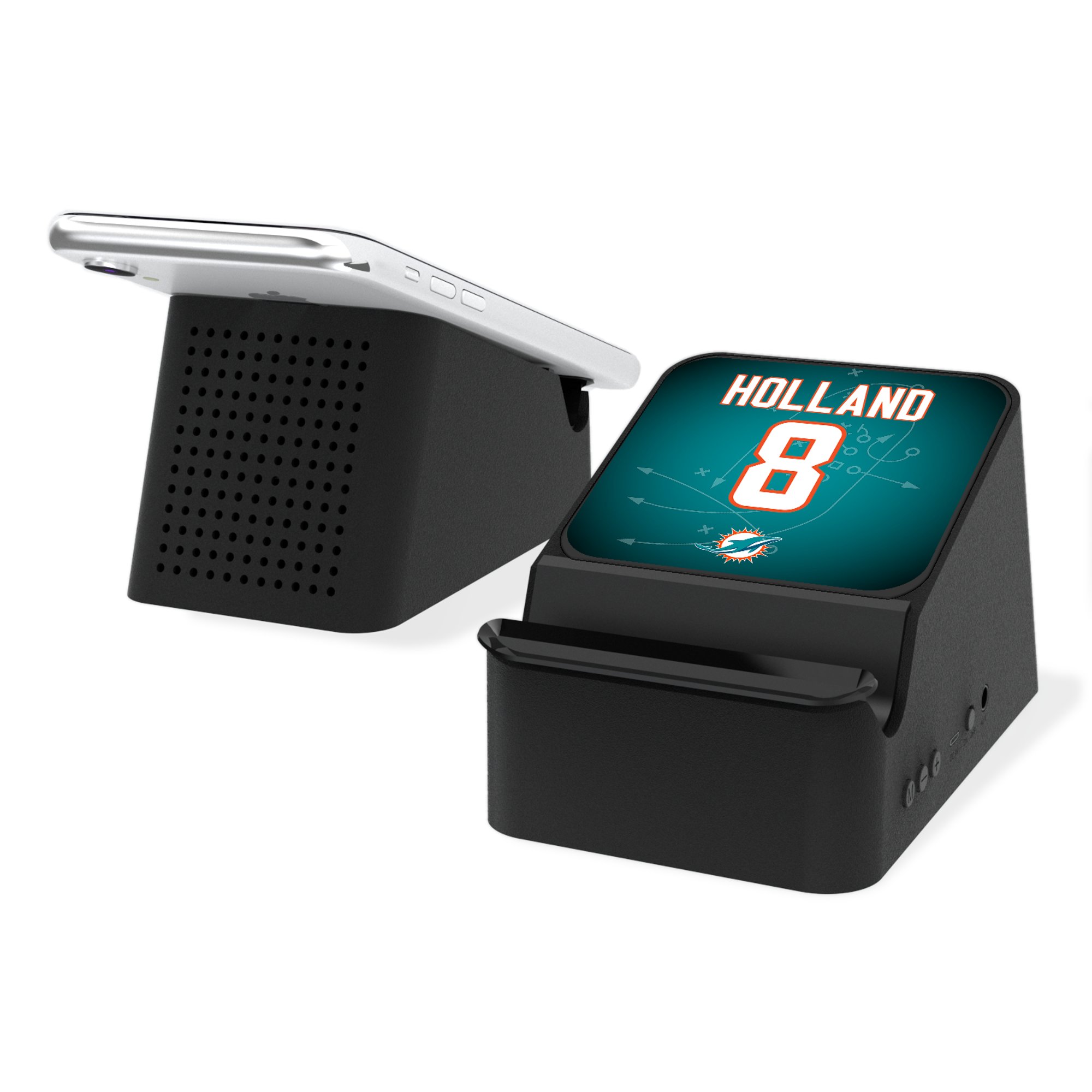 Keyscaper Jevon Holland Black Miami Dolphins Wireless Charging Station ...