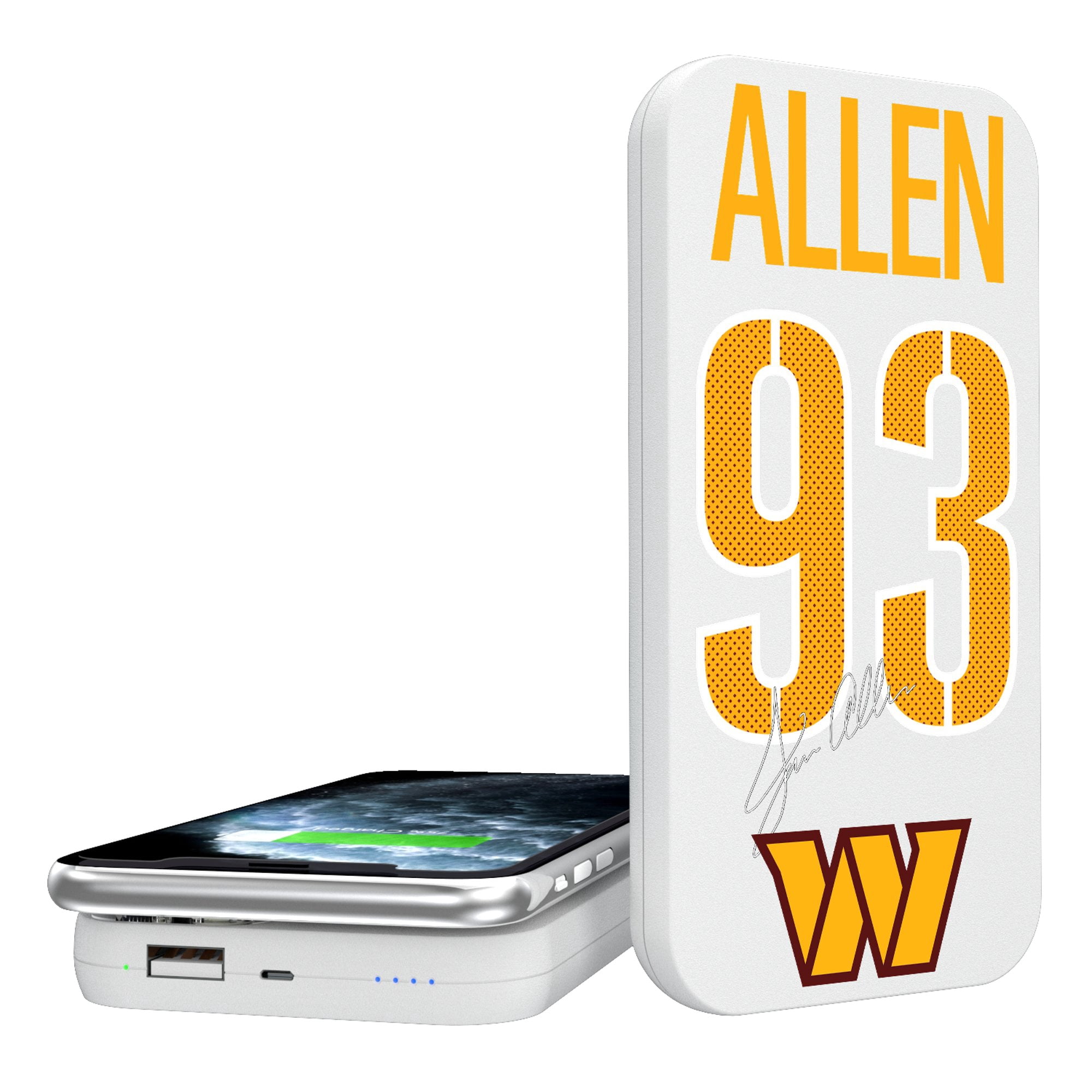 Keyscaper Jonathan Allen White Washington Commanders 5000 mAh Wireless ...