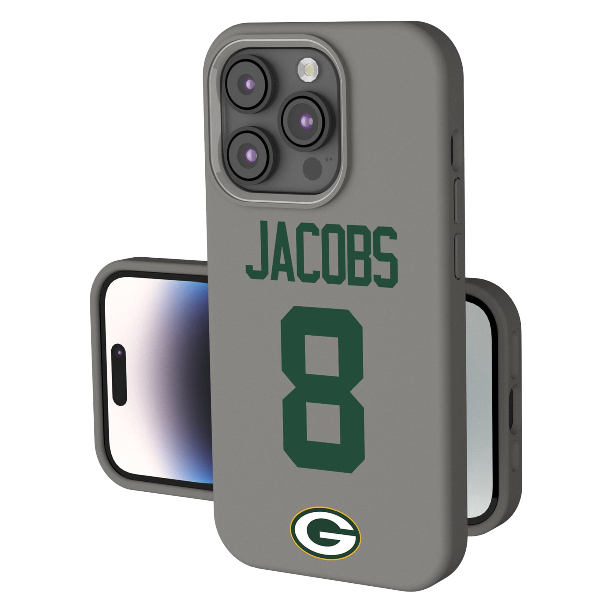 Keyscaper Josh Jacobs Gray Green Bay Packers Ready Soft Touch iPhone ...