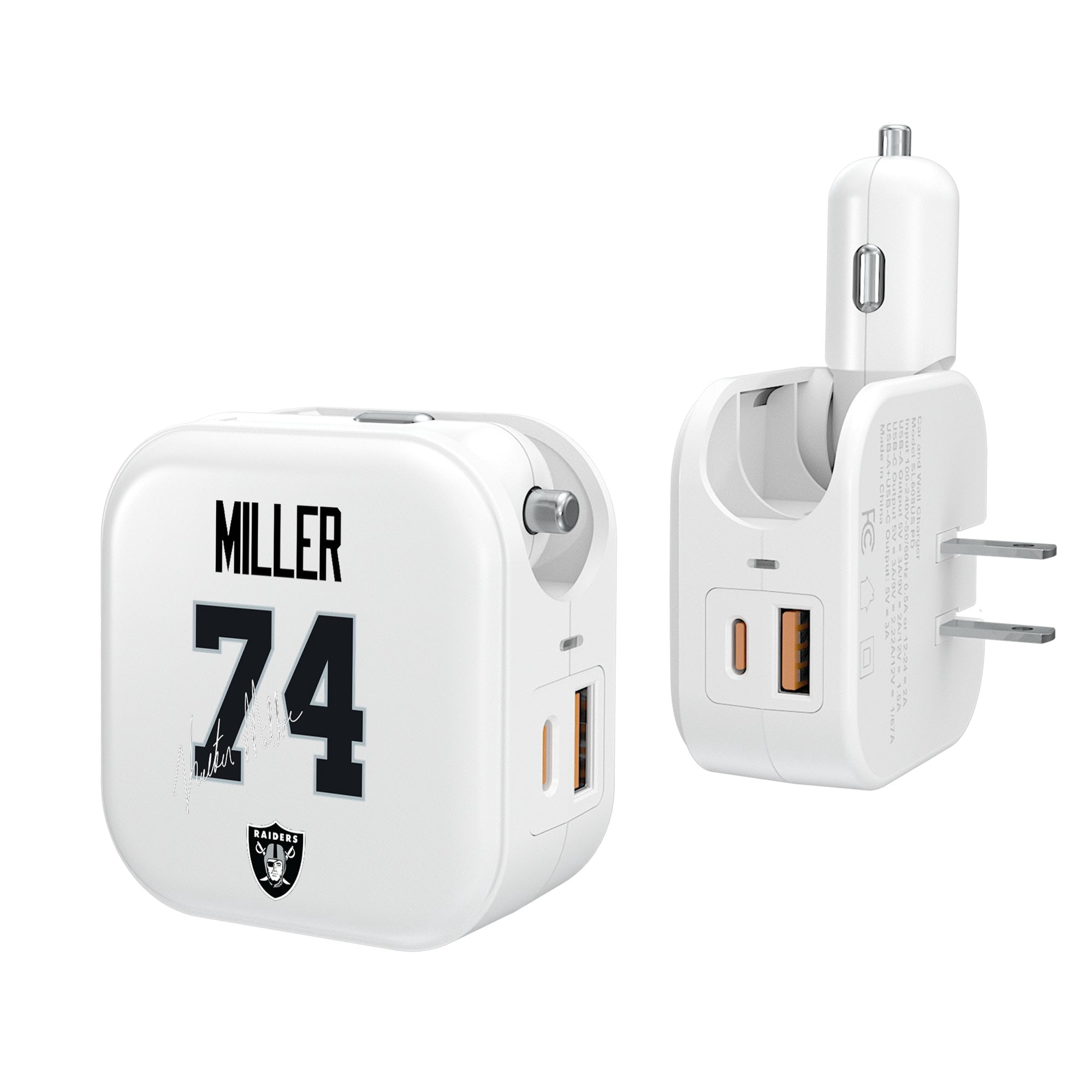 Keyscaper Kolton Miller Las Vegas Raiders Ready 2-in-1 USB Charger ...