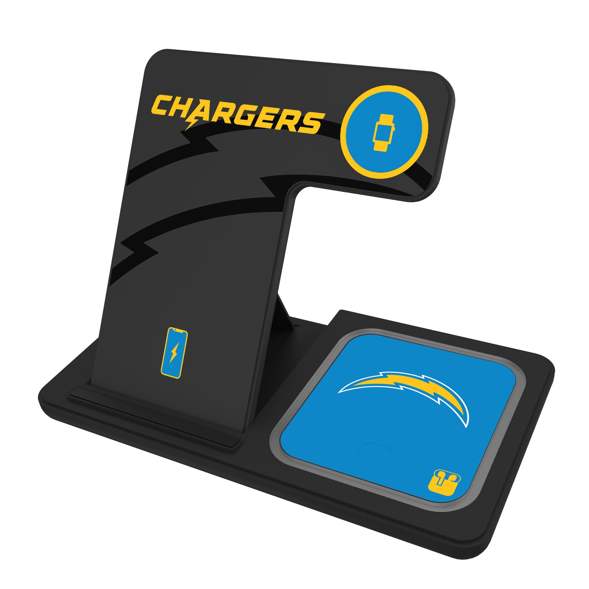 Keyscaper Los Angeles Chargers Earbud Wireless Platform 3-In-1 Charger ...