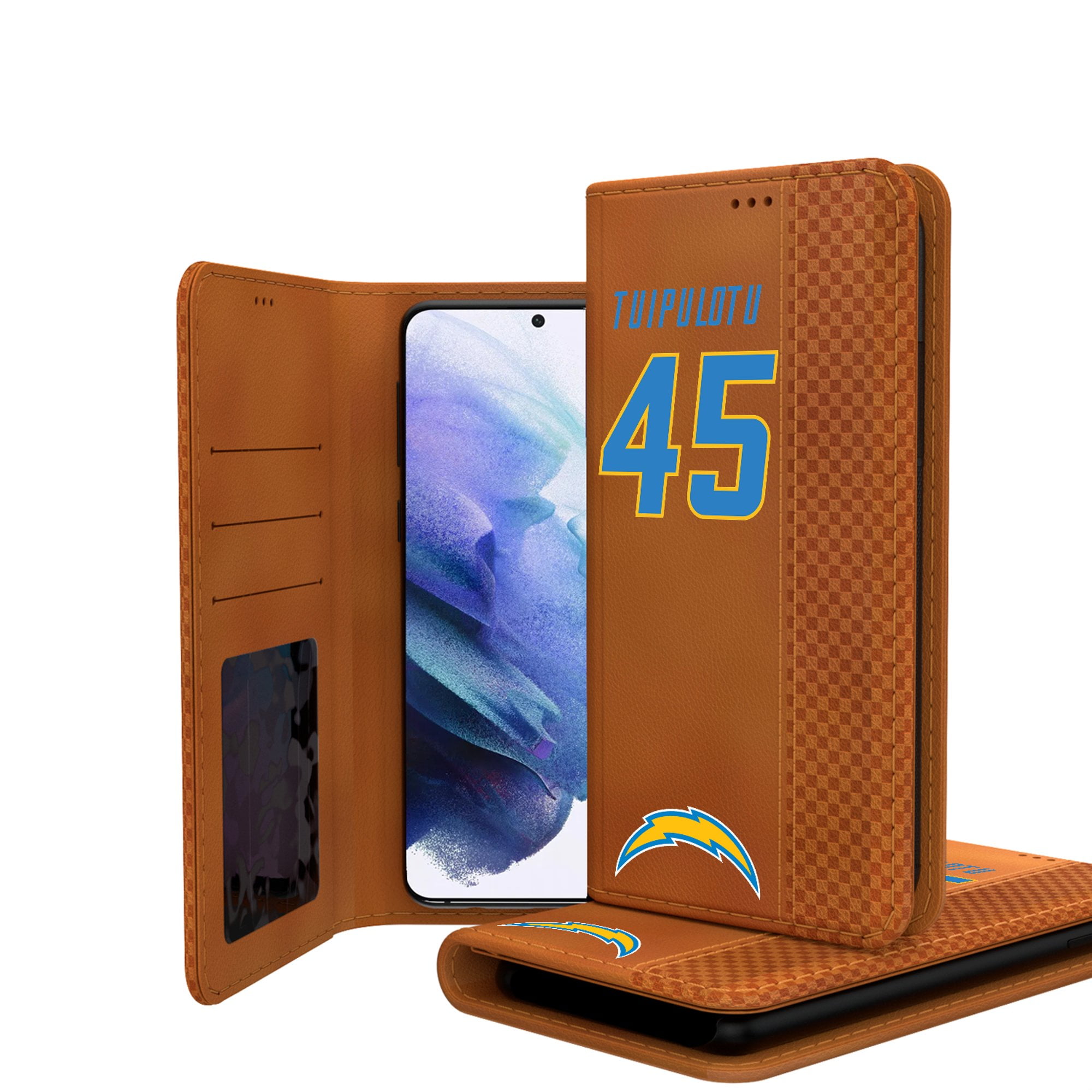 Keyscaper Tuli Tuipulotu Brown Los Angeles Chargers Galaxy Folio Case ...