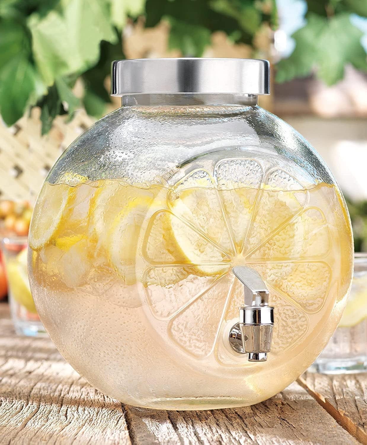 Keystone 4500 ML Round Glass Water Juice Tank Dispenser with lid Mason ...