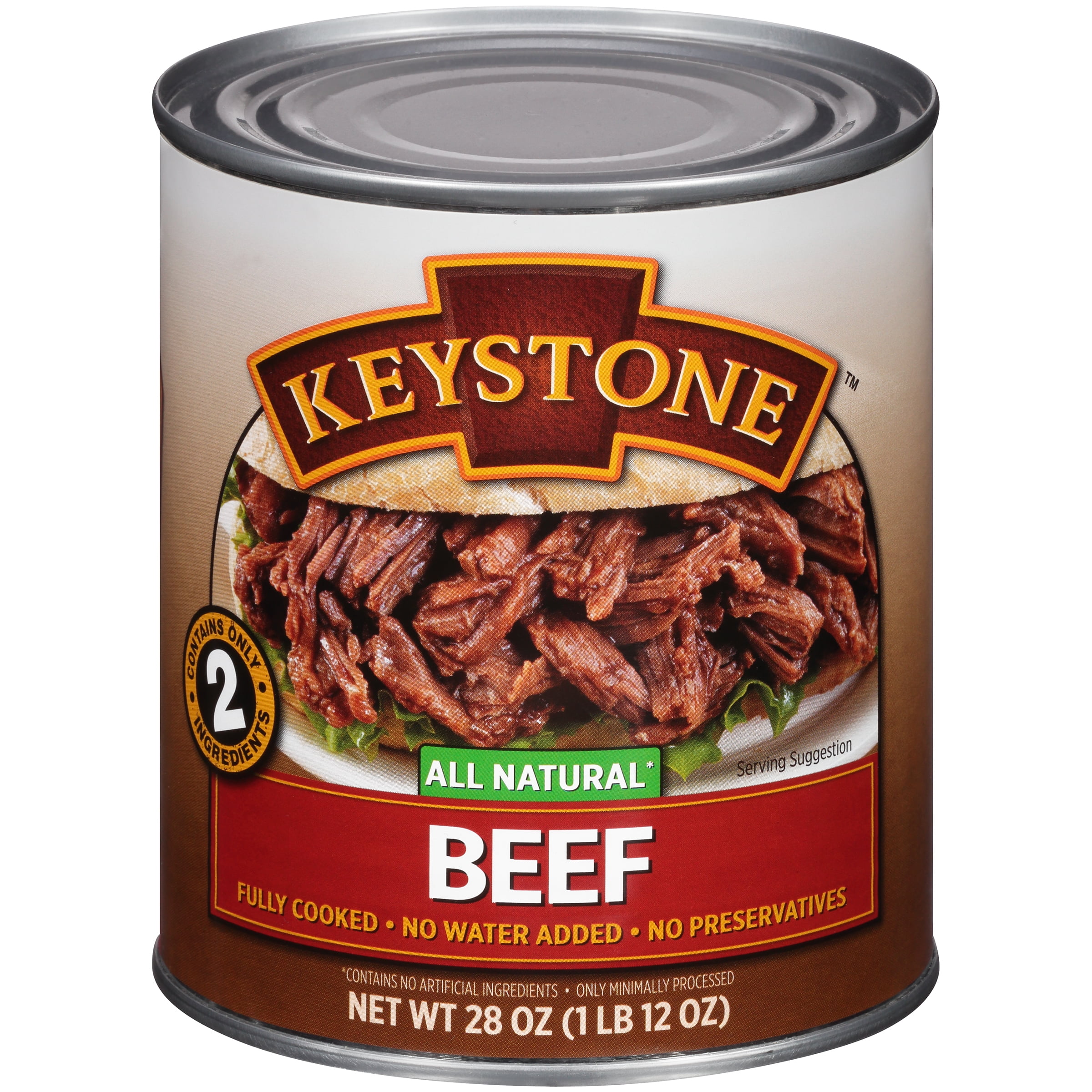 Keystone Beef Fully Cooked 28 oz Can for Quick Meals Stews Soups Tacos ...