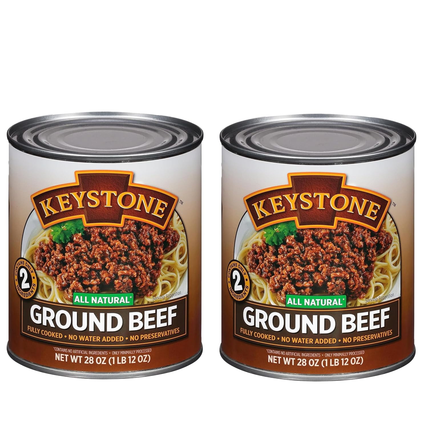 (2 Cans) Keystone All Natural Ground Beef 28 oz | Fully Cooked, Ready ...