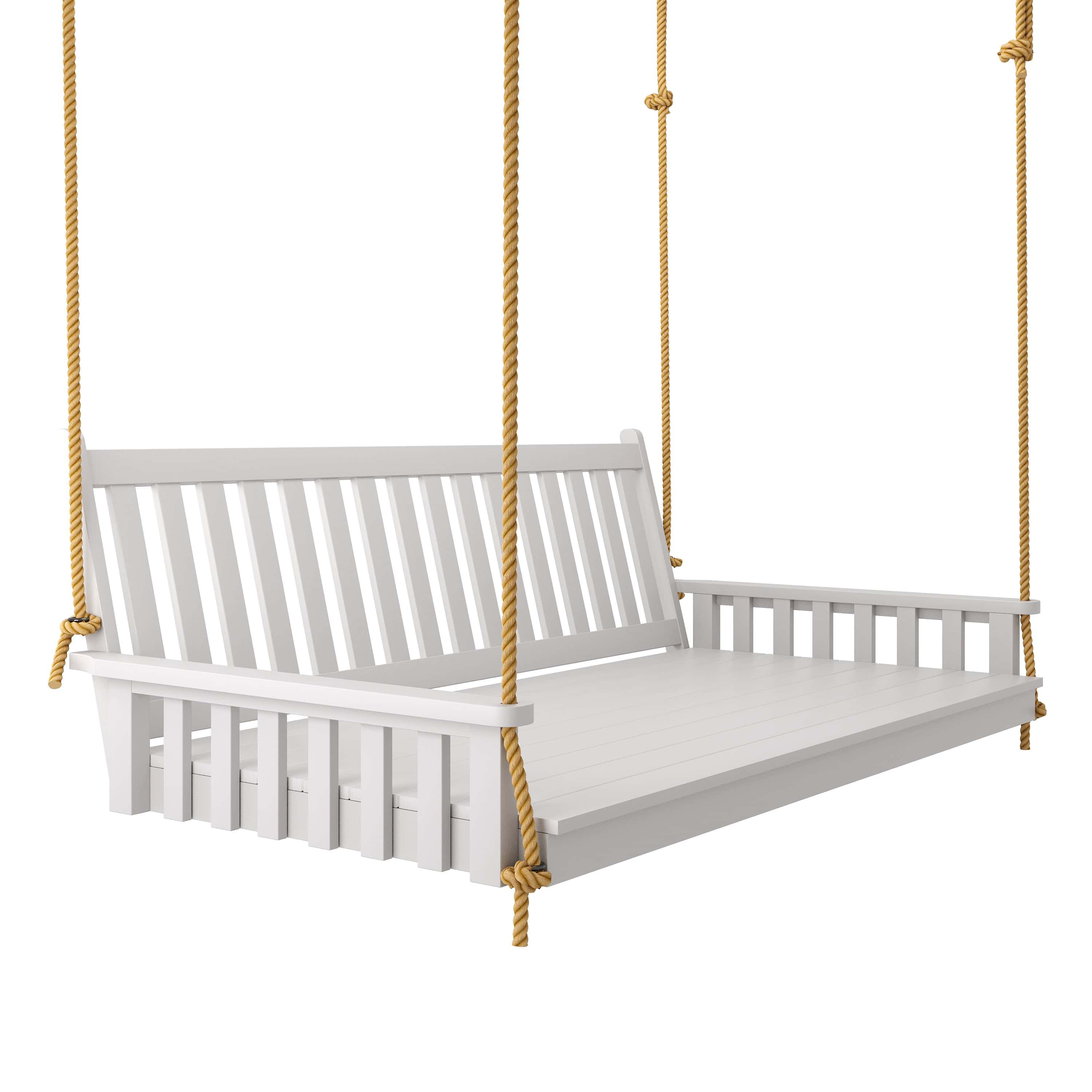 Keystone Amish Co. 6 Foot Franklin Porch Swing Bed with Ropes, White ...