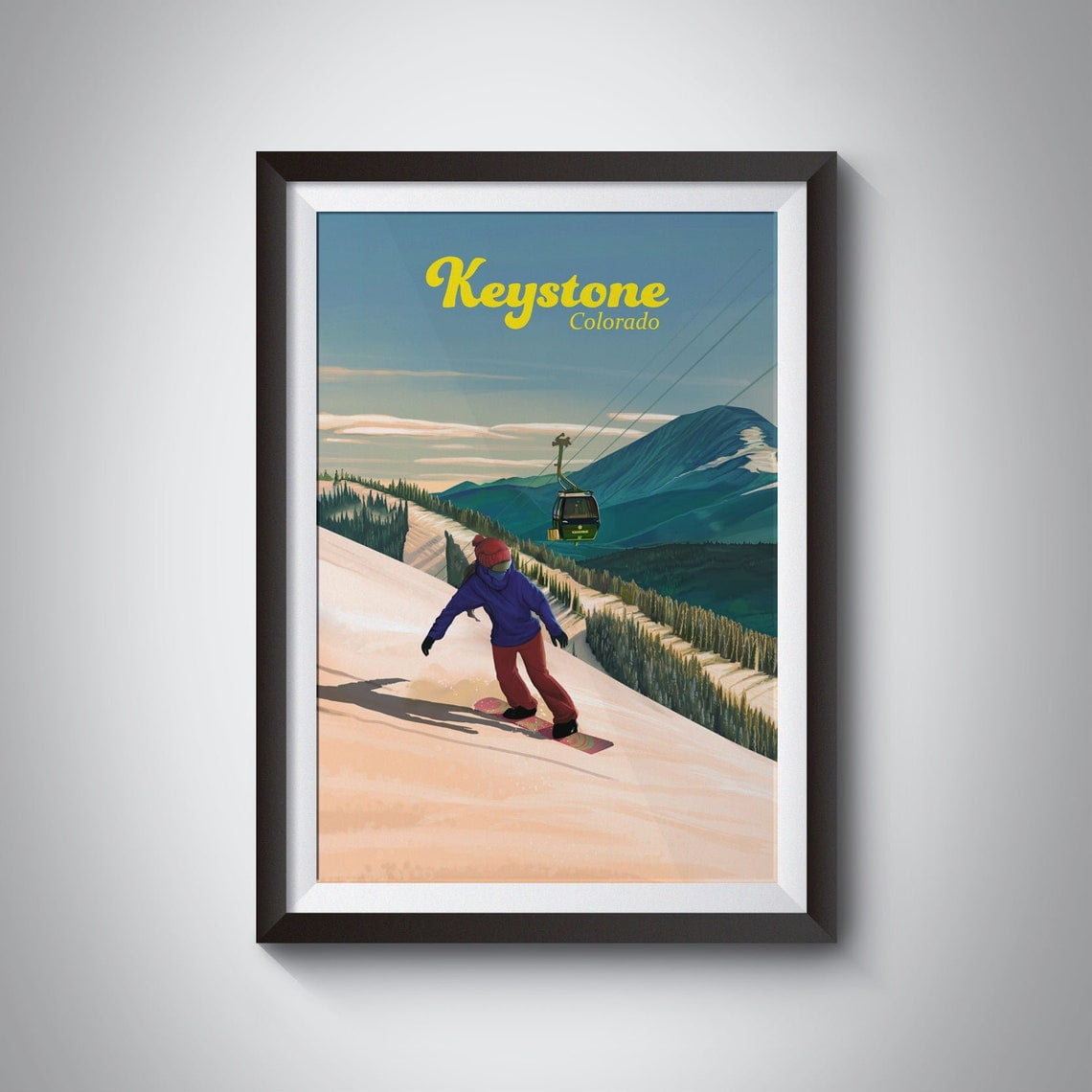Keystone Colorado Snowboarding Poster, Usa Ski Resort, Rocky Mountains ...