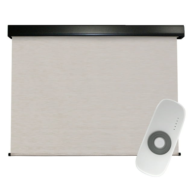 Keystone Fabrics Motorized PVC Outdoor Patio Sun Shade 6ft Wide (White ...