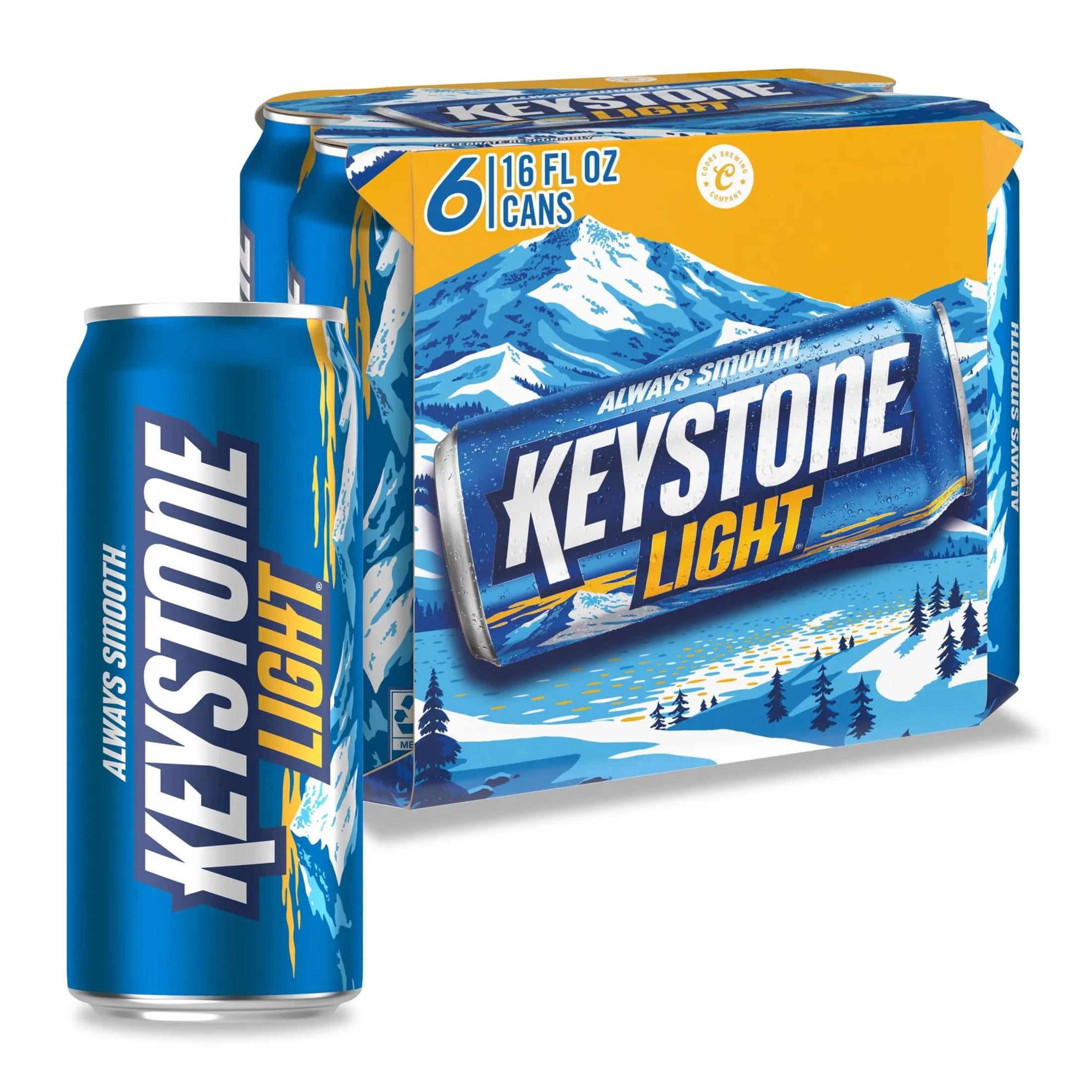Keystone Light American Beer, 6 Pack, 16 fl oz Aluminum Cans, 4.1% ABV ...