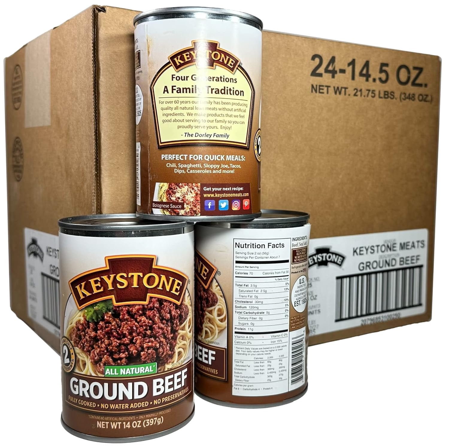 Keystone Meats All AJH3 Natural Heat and Serve Ground 14 Oz Fully ...