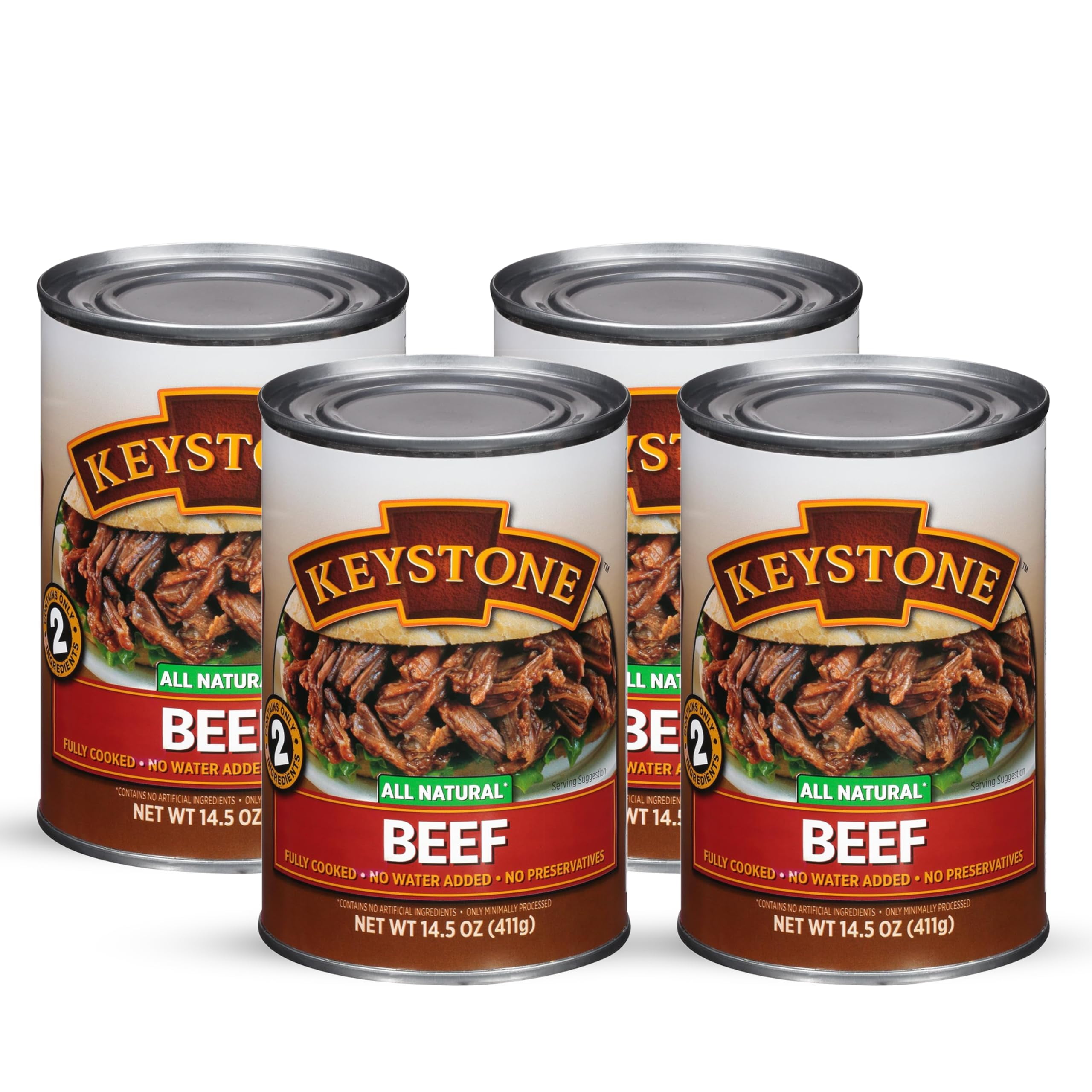 Keystone Meats All Natural Heat and Serve Canned Beef 14.5 Oz Fully ...