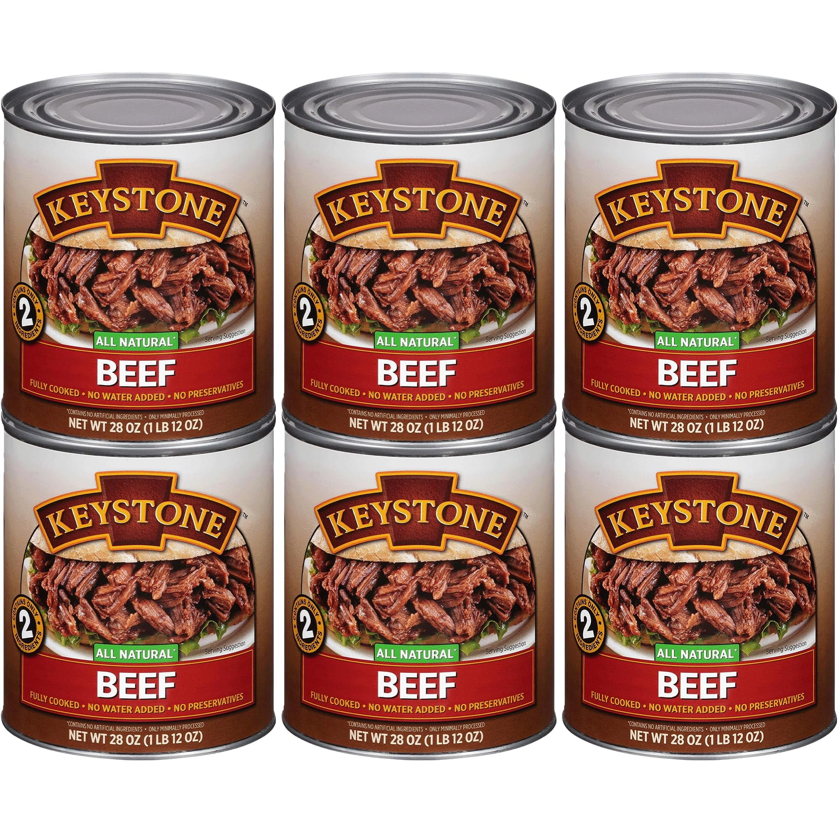 Keystone Meats All TWE5 Natural Heat and Serve Beef Cooked Canned Meat ...