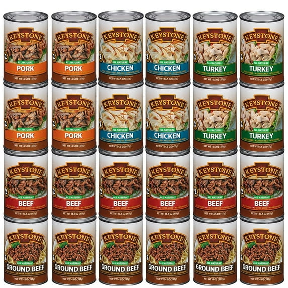 Keystone Canned Meat Variety Pack, 24 Cans, Beef, Chicken, Turkey, Pork ...