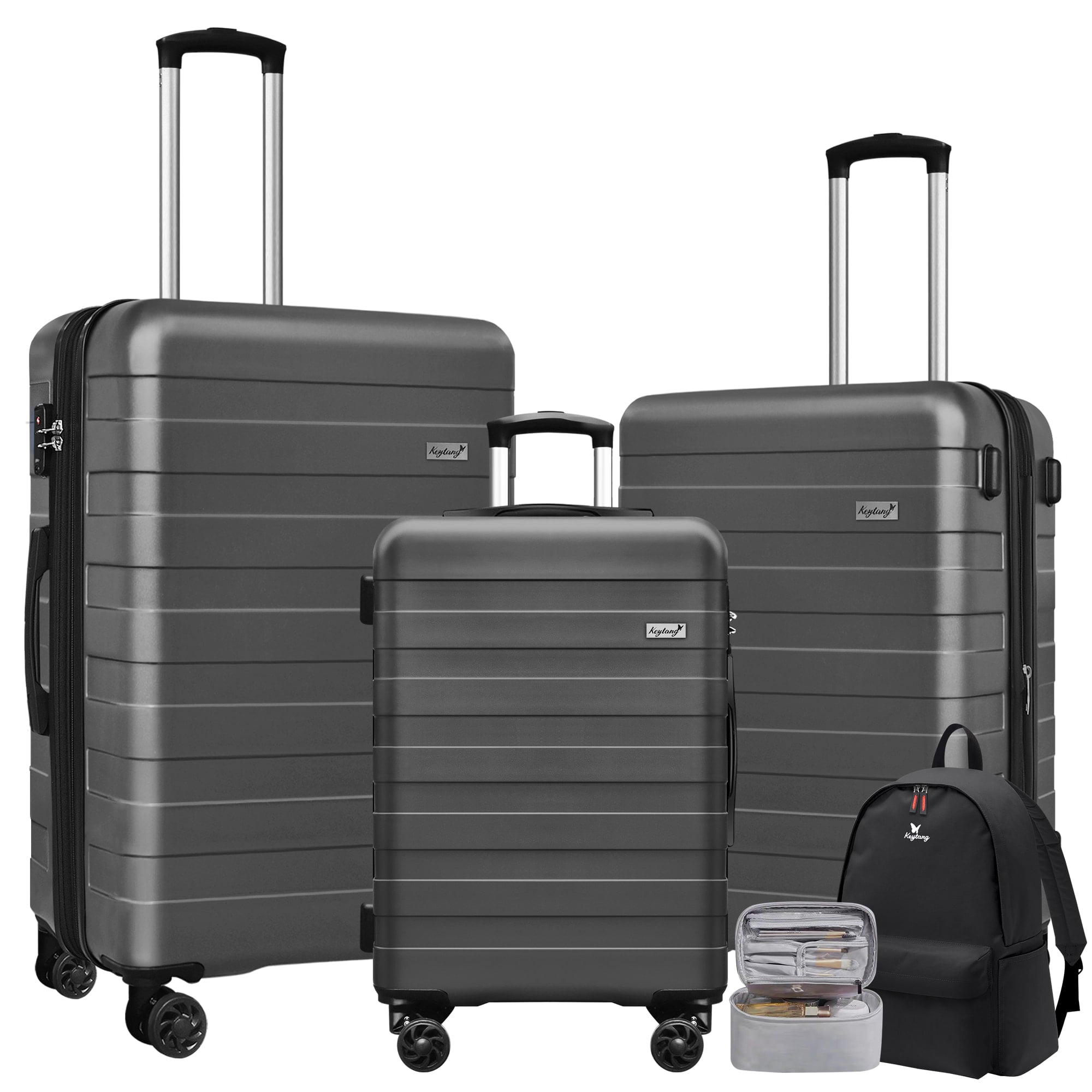 Keytang 3-Piece Lightweight Hardside Luggage Set with Expandable Design ...