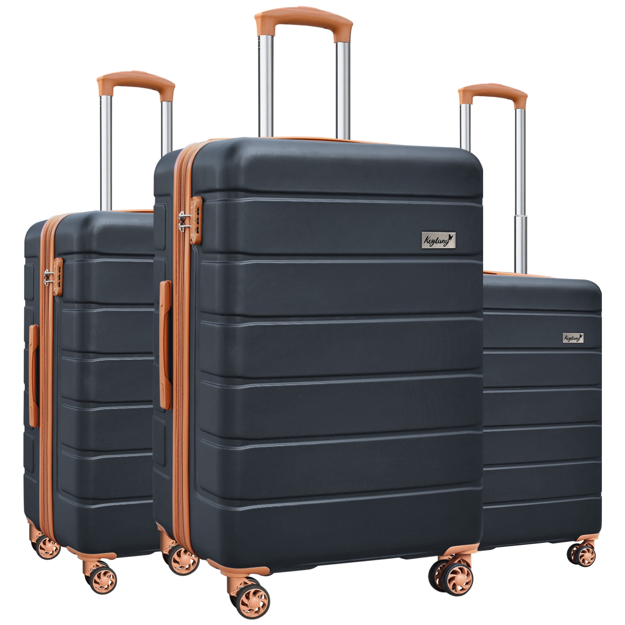 Keytang 3-Piece Set Lightweight Hardside Spinner Wheels Luggage ...