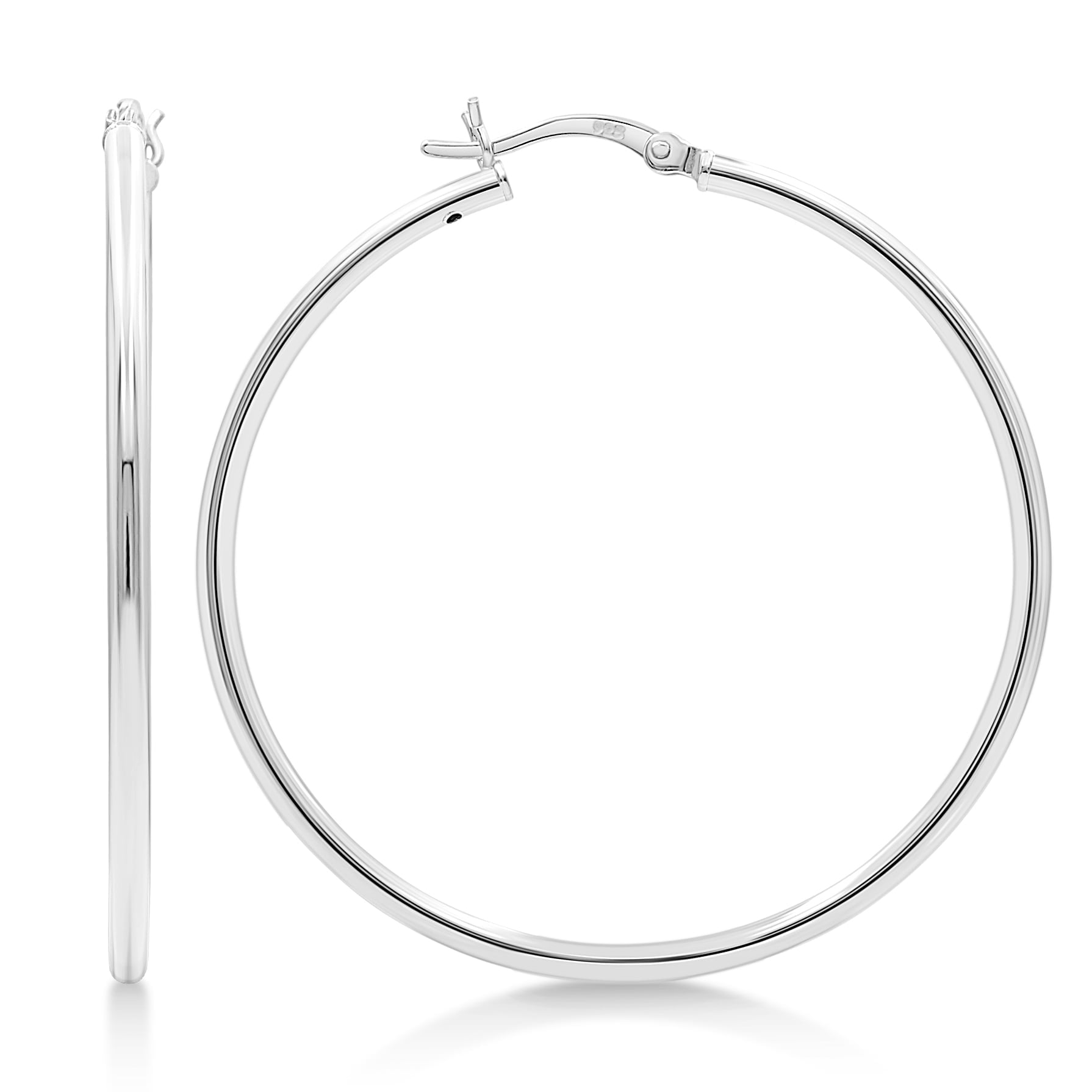 Kezef 925 Sterling Silver Hoop Earrings | 2mm High Polished Silver ...