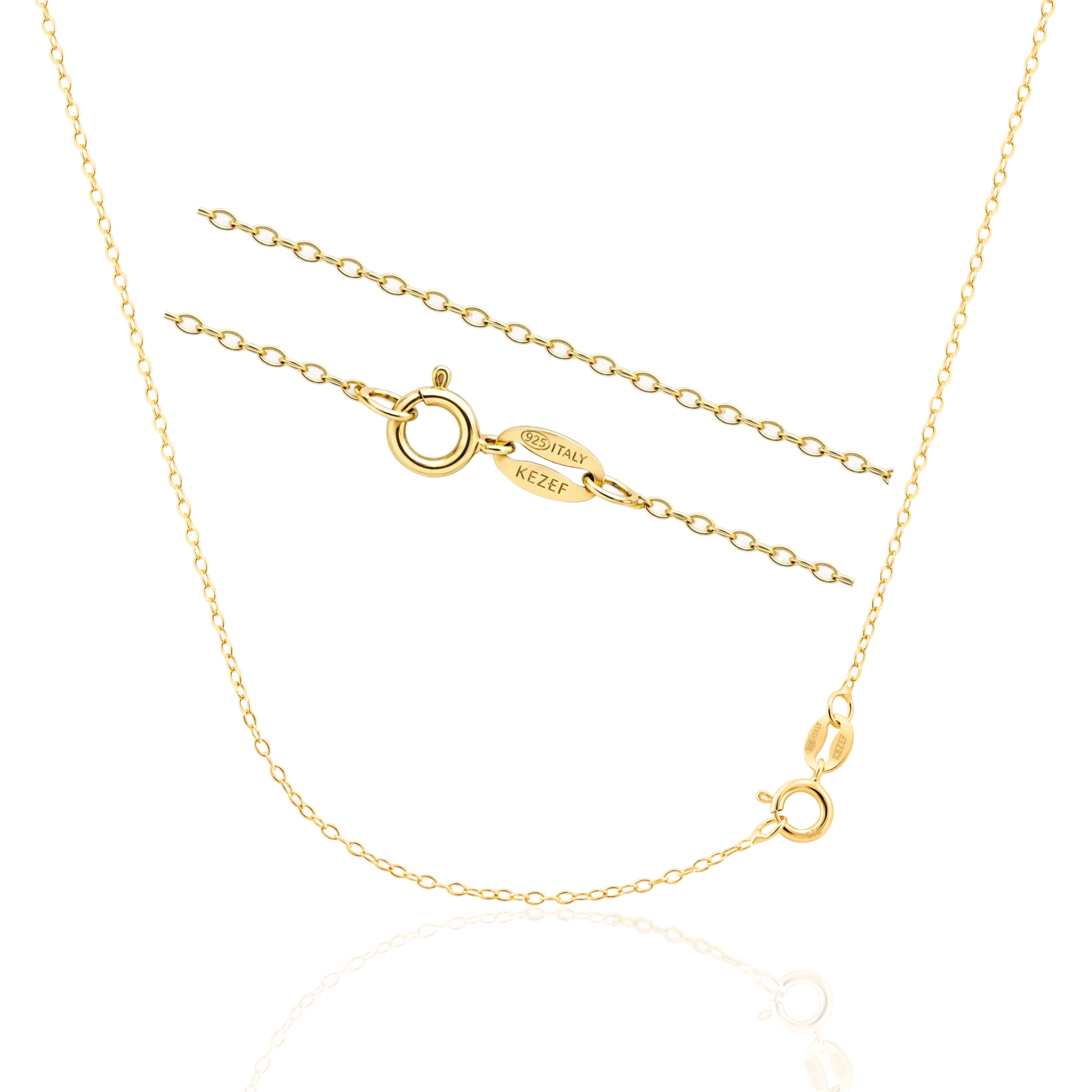 Kezef Creations Sterling Silver 19 Inch 1.3mm Fine Italian Cable Chain ...