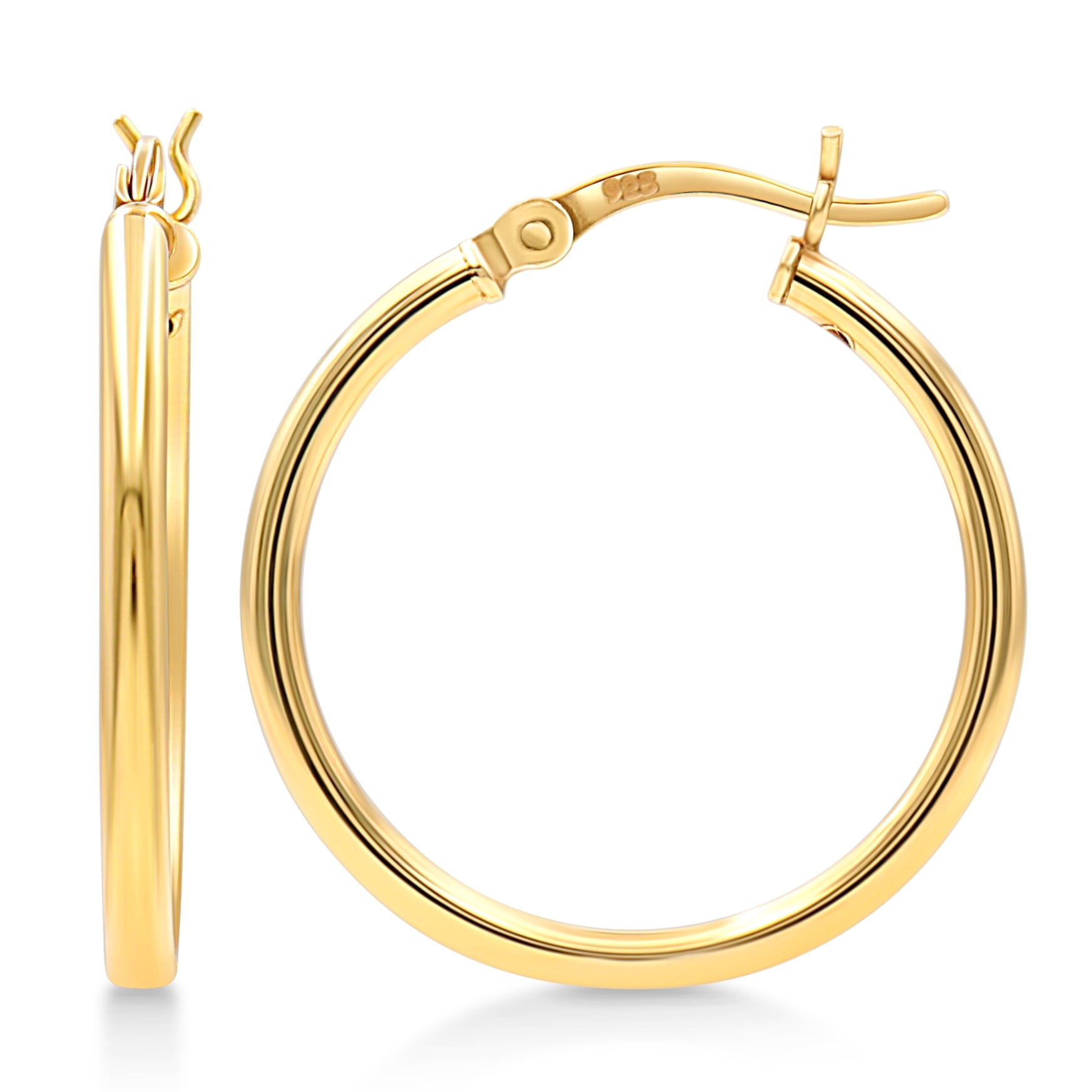 Kezef Gold Plated Sterling Silver 2mm Hoop Earrings - 25mm (1 ...